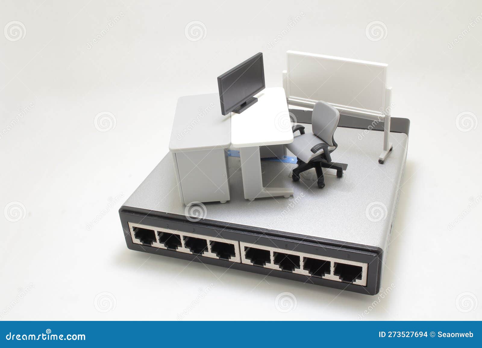 A Workplace Room with Computers, Network Switches Stock Photo - Image ...