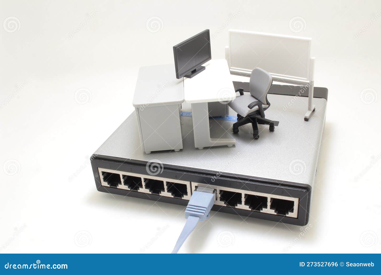 A Workplace Room with Computers, Network Switches Stock Photo - Image ...