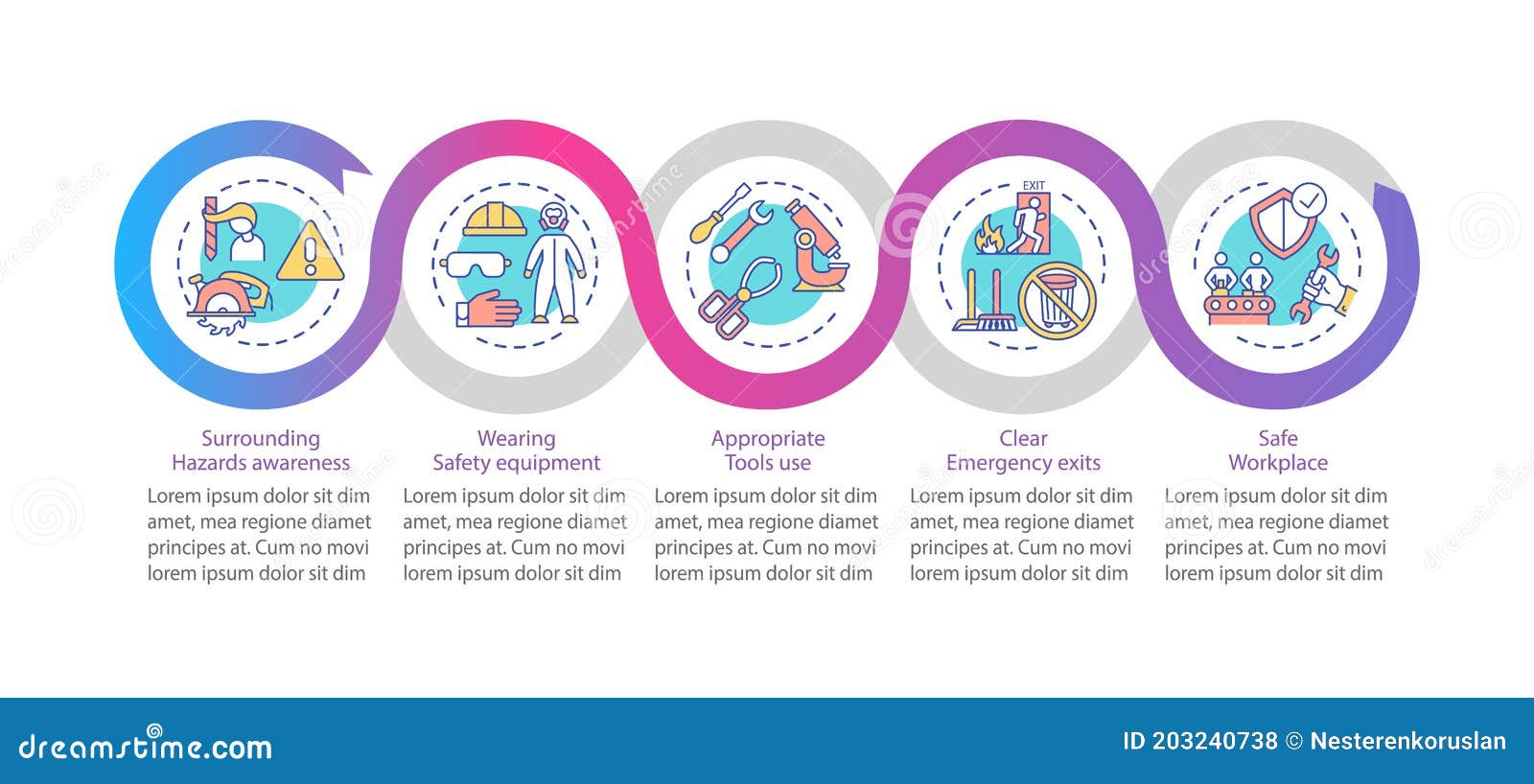 Workplace Safety Elements Vector Infographic Template Stock Vector ...