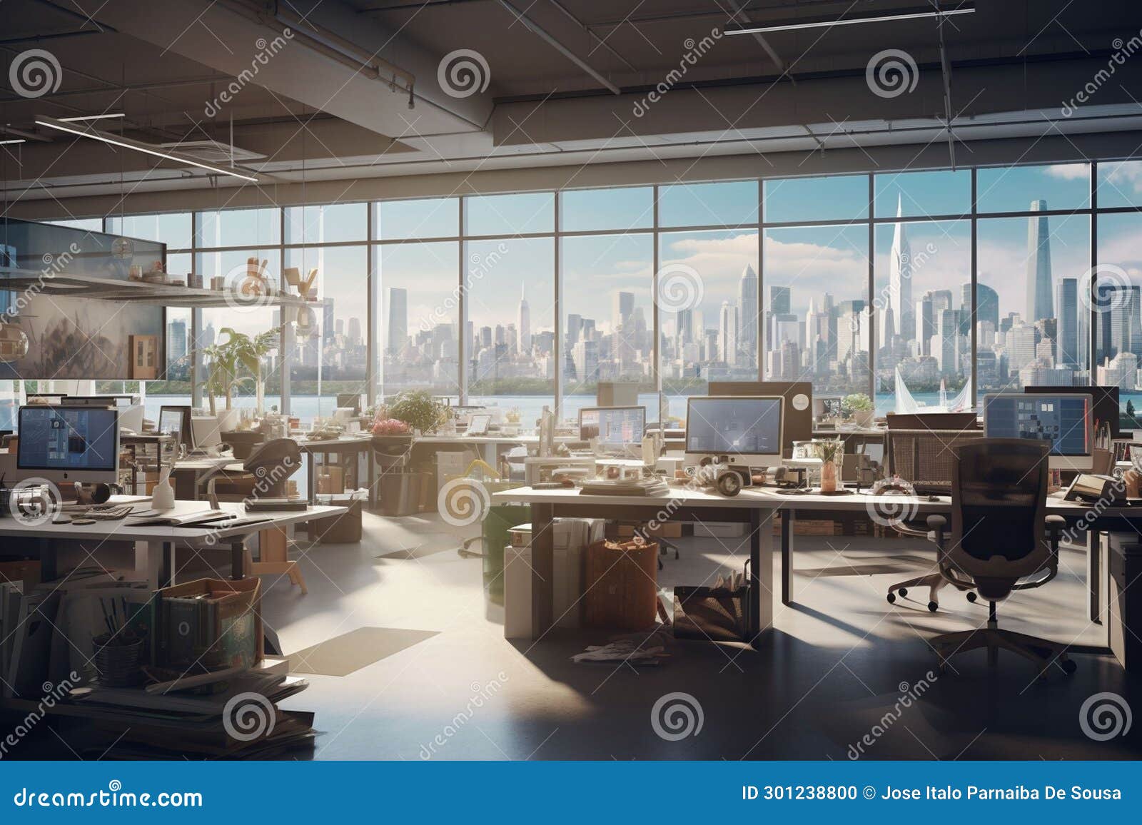 Workplace Scenes Illustrating the Stock Illustration - Illustration of ...