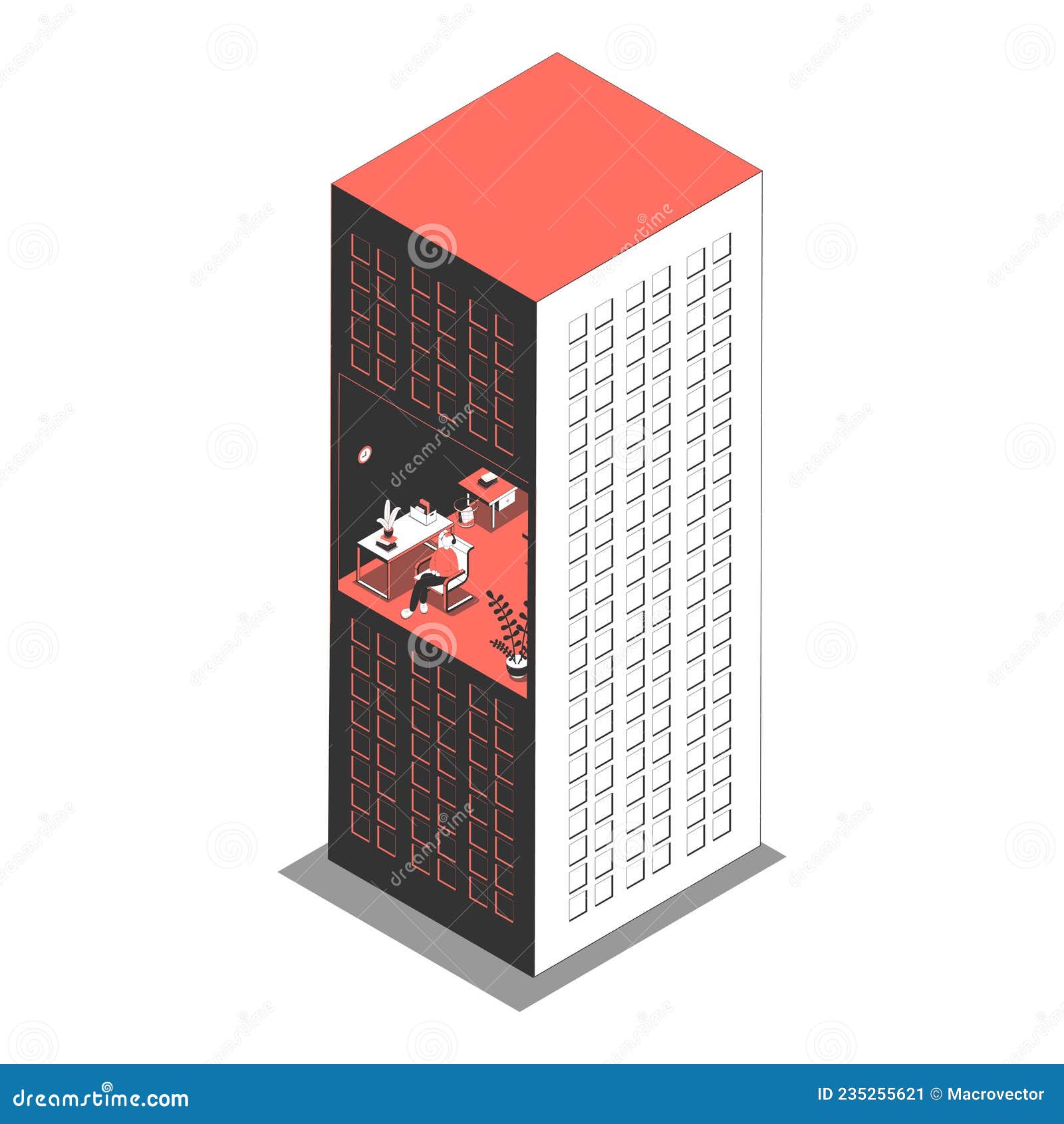 Workplace in Skyscraper Composition Stock Vector - Illustration of ...