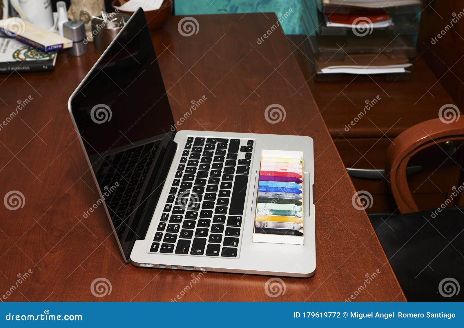 Workplace with Table and Computer for Online Work Stock Photo - Image ...