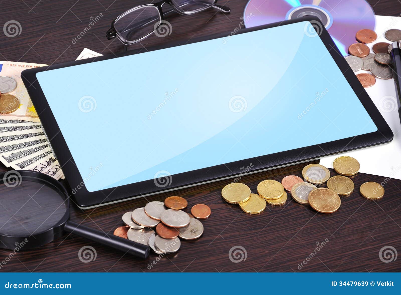 Workplace with tablet stock image. Image of portable - 34479639
