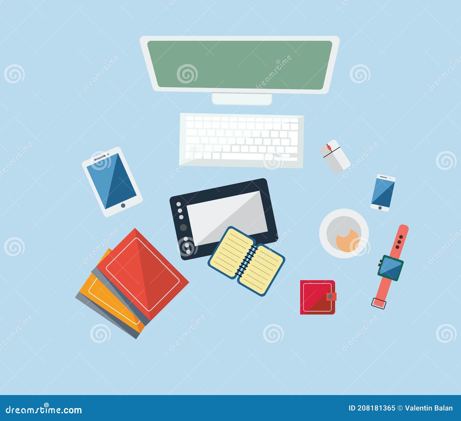 Workplace Top View, Office Desk, Room Work Space Stock Vector ...