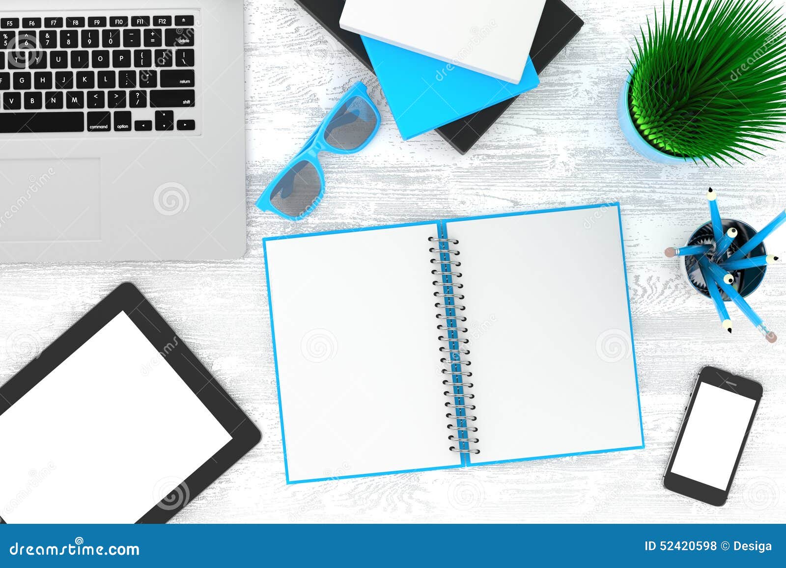 Workplace, top view stock illustration. Illustration of cool - 52420598