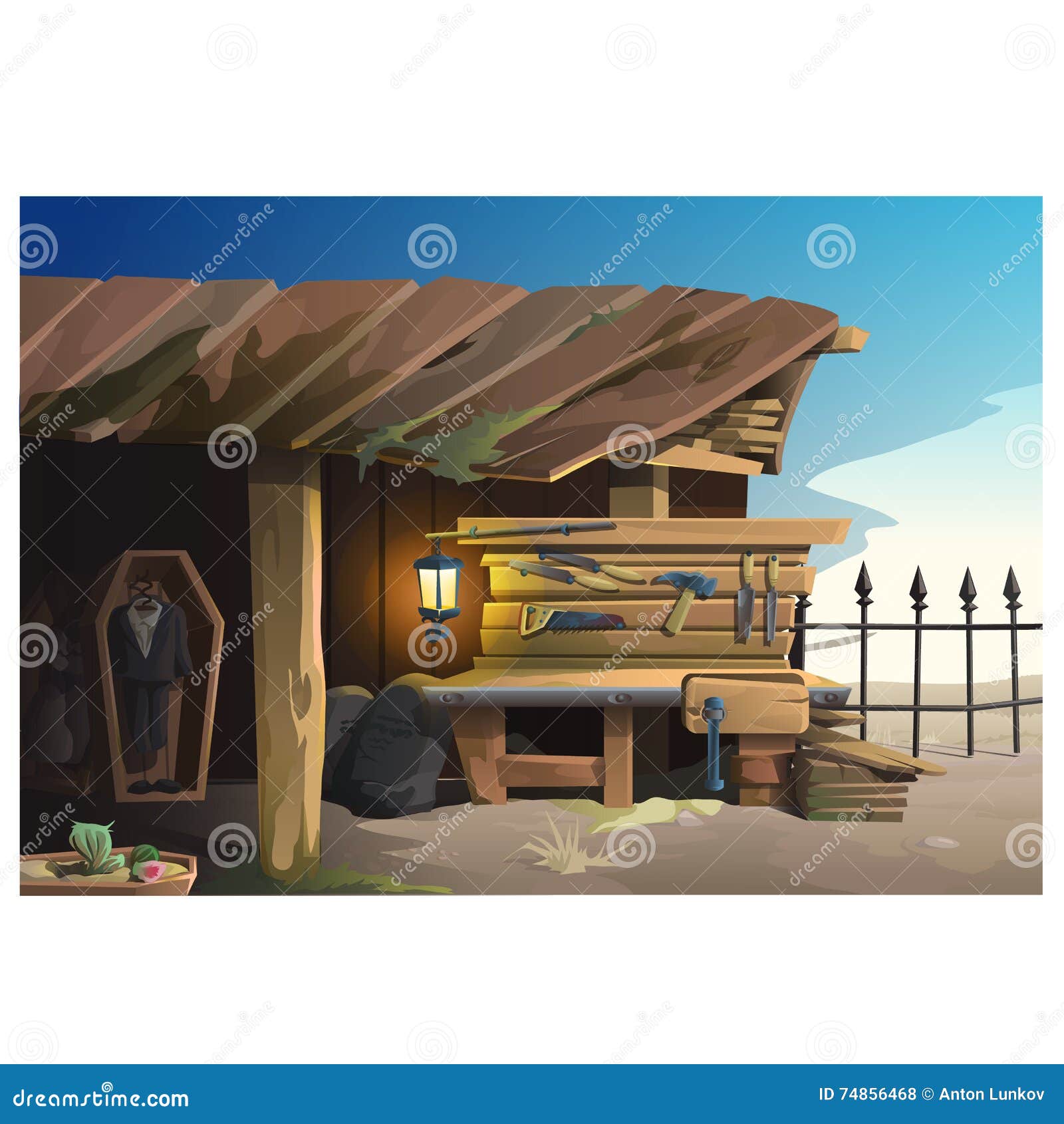 Undertaker With Coffin Cartoon Illustration | CartoonDealer.com #42783751