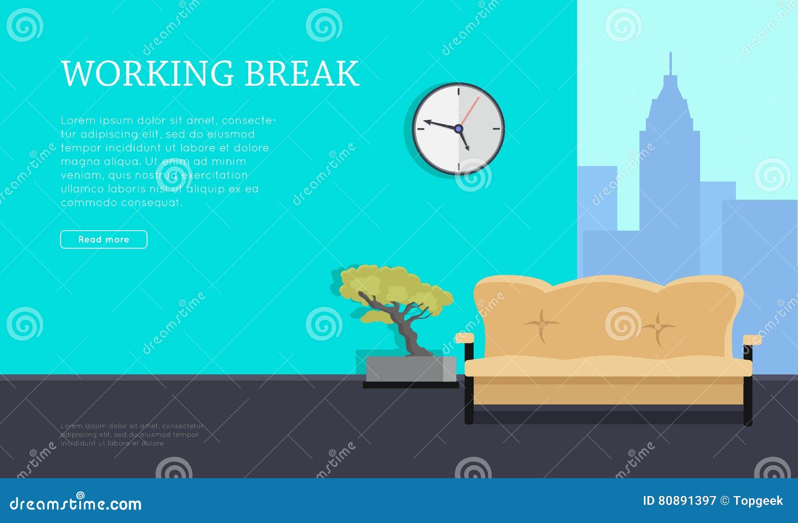 Workplace Vector Concept in Flat Style Design Stock Vector ...