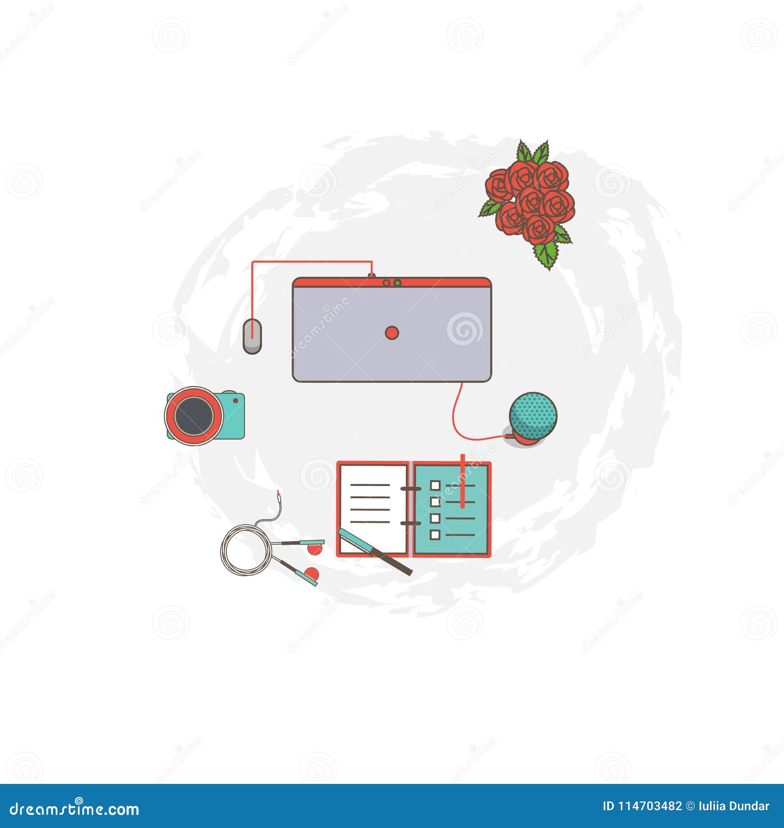 Workplace Vector. Flat Style Computer, a Technique for Work. Stock ...
