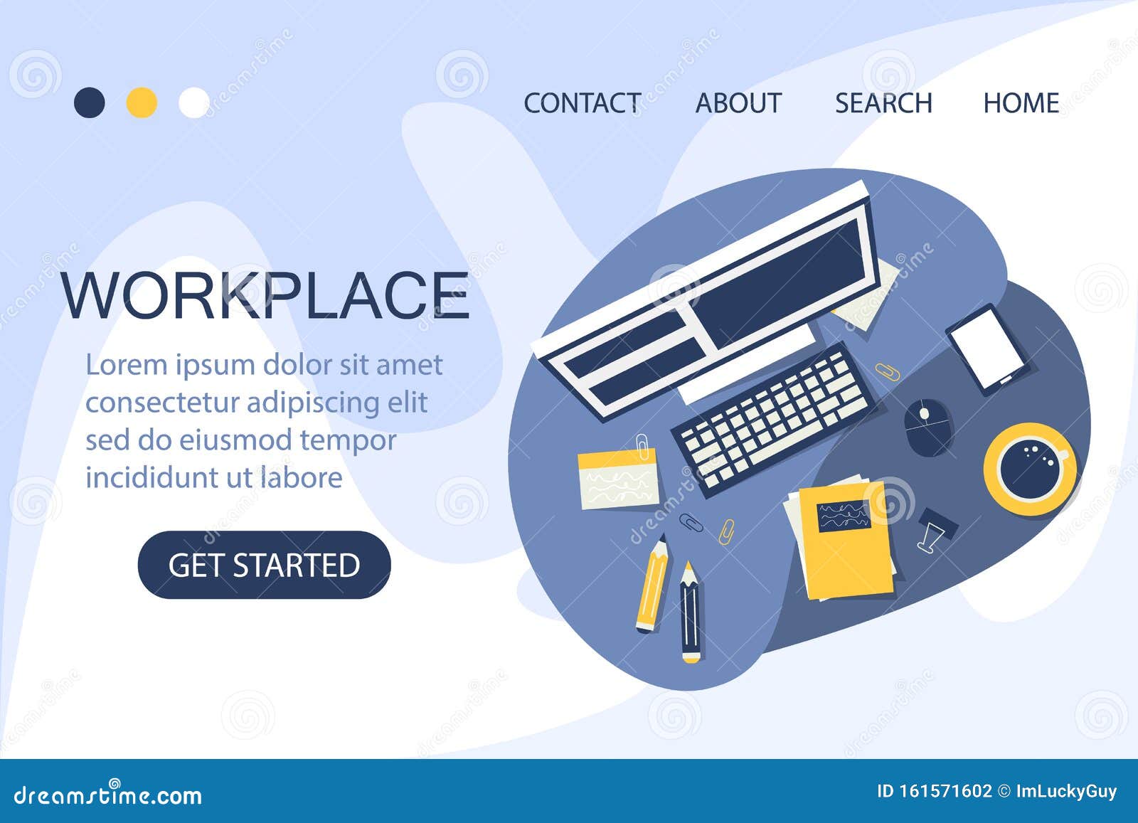 Workplace Web Banner. Office Workspace and Business Stock Illustration ...