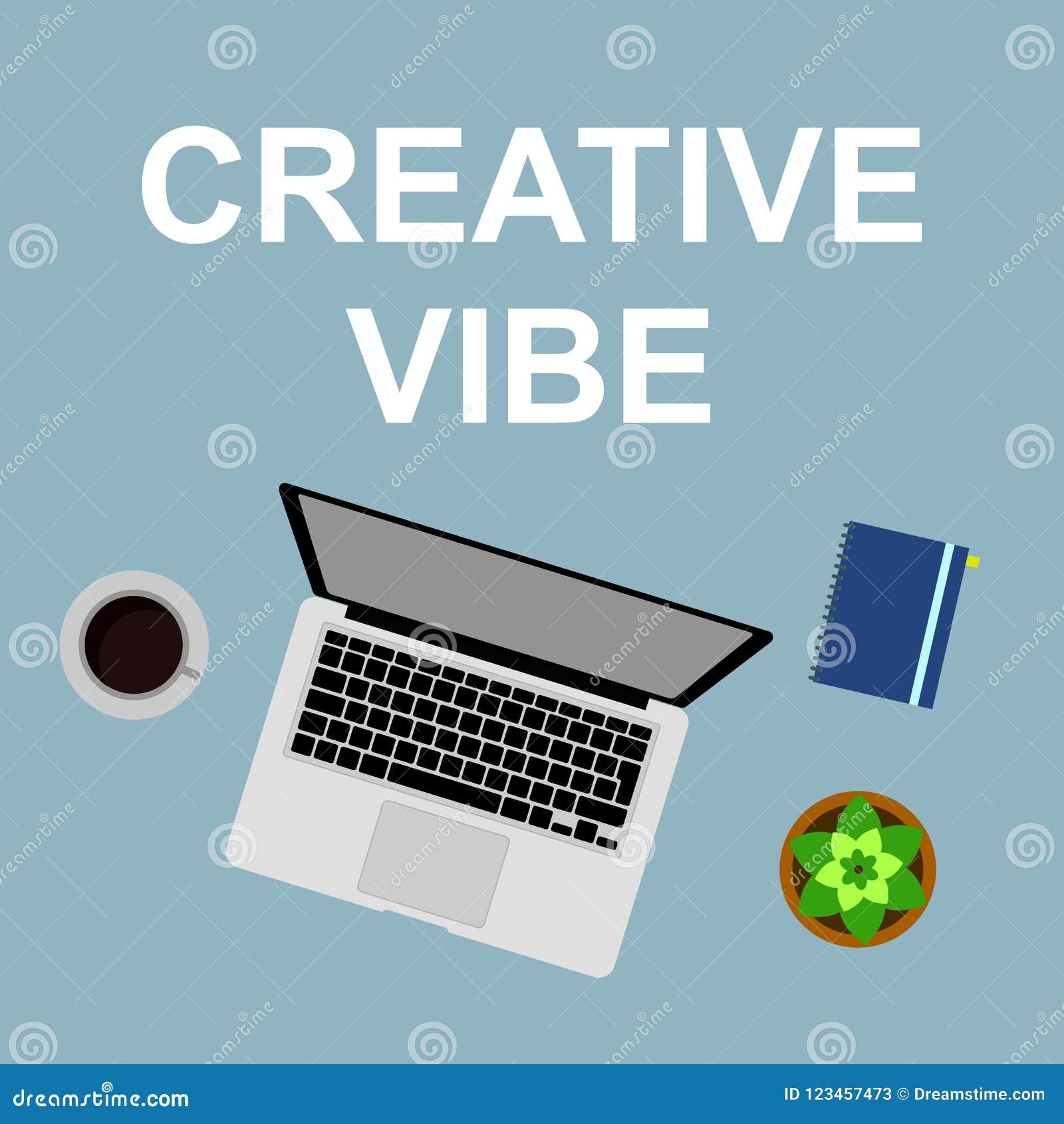 Workplace for Work and Creativity Flat Vector Illustration. Stock ...