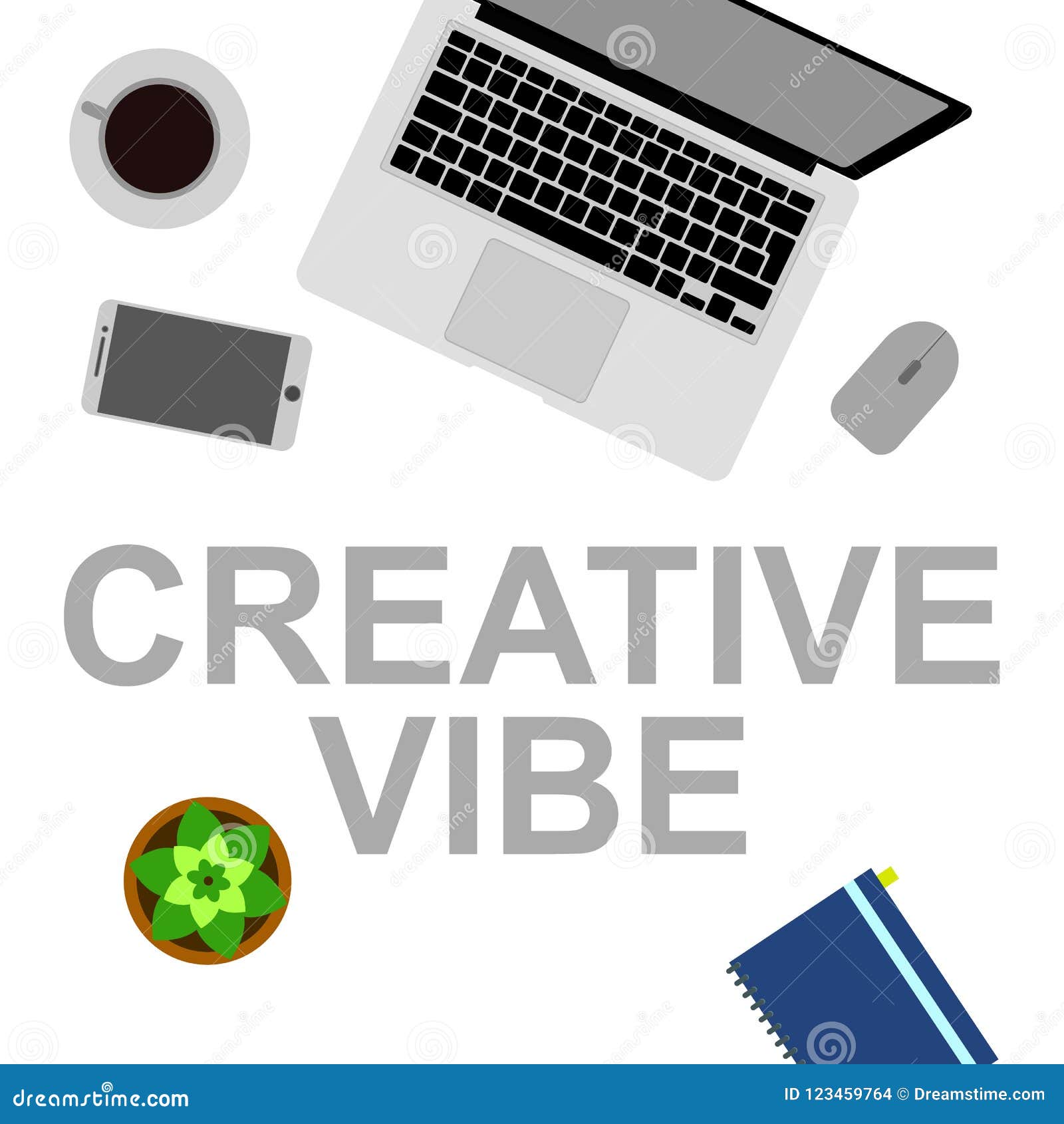 Workplace for Work and Creativity Flat Vector Illustration. Stock ...
