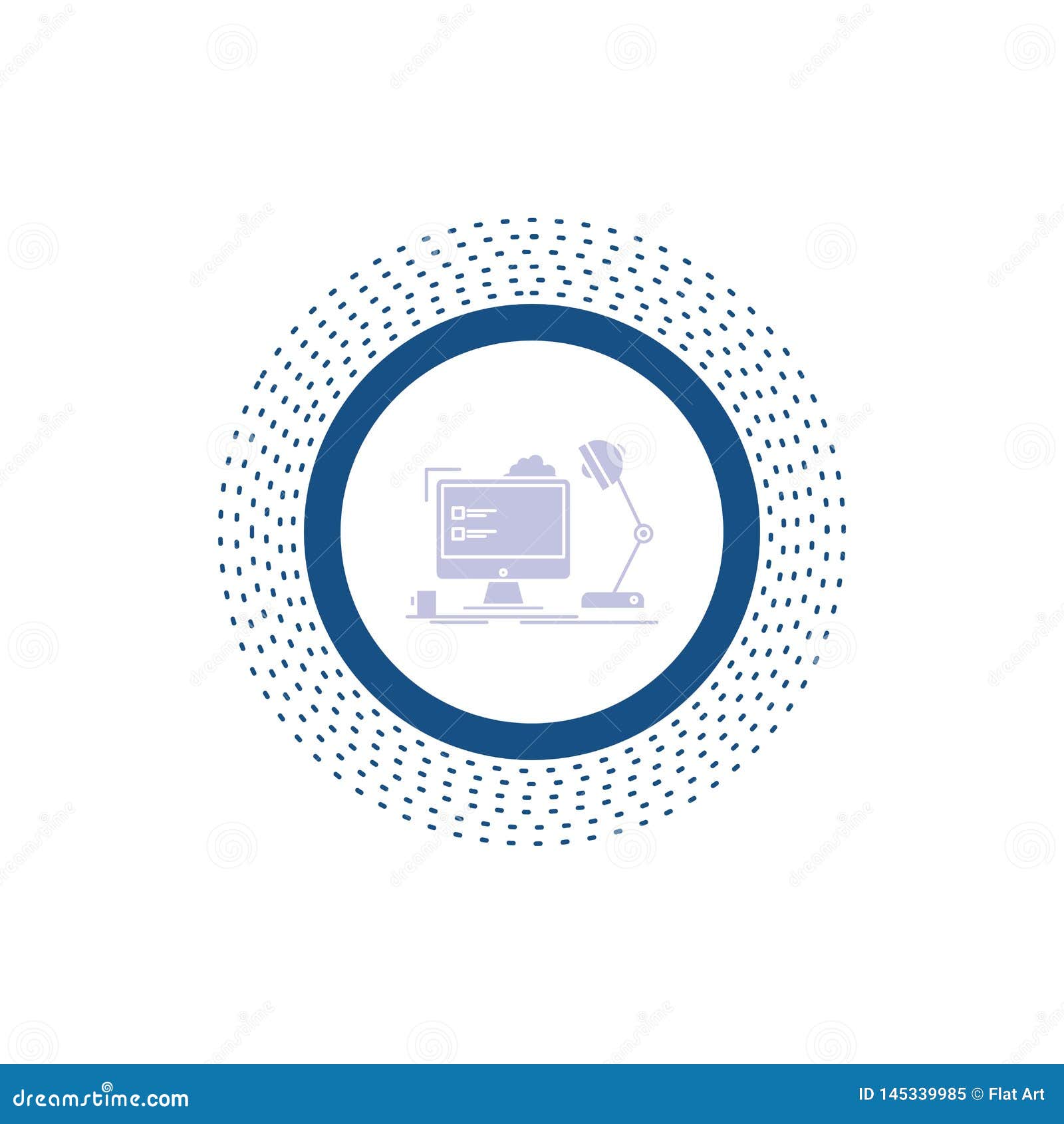Workplace, Workstation, Office, Lamp, Computer Glyph Icon. Vector ...