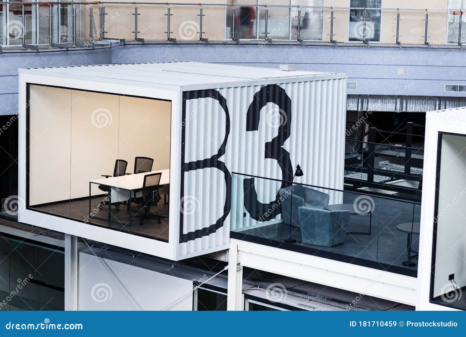 Workplaces and Rest Zone for Workers on Second Floor in Big Open Space ...