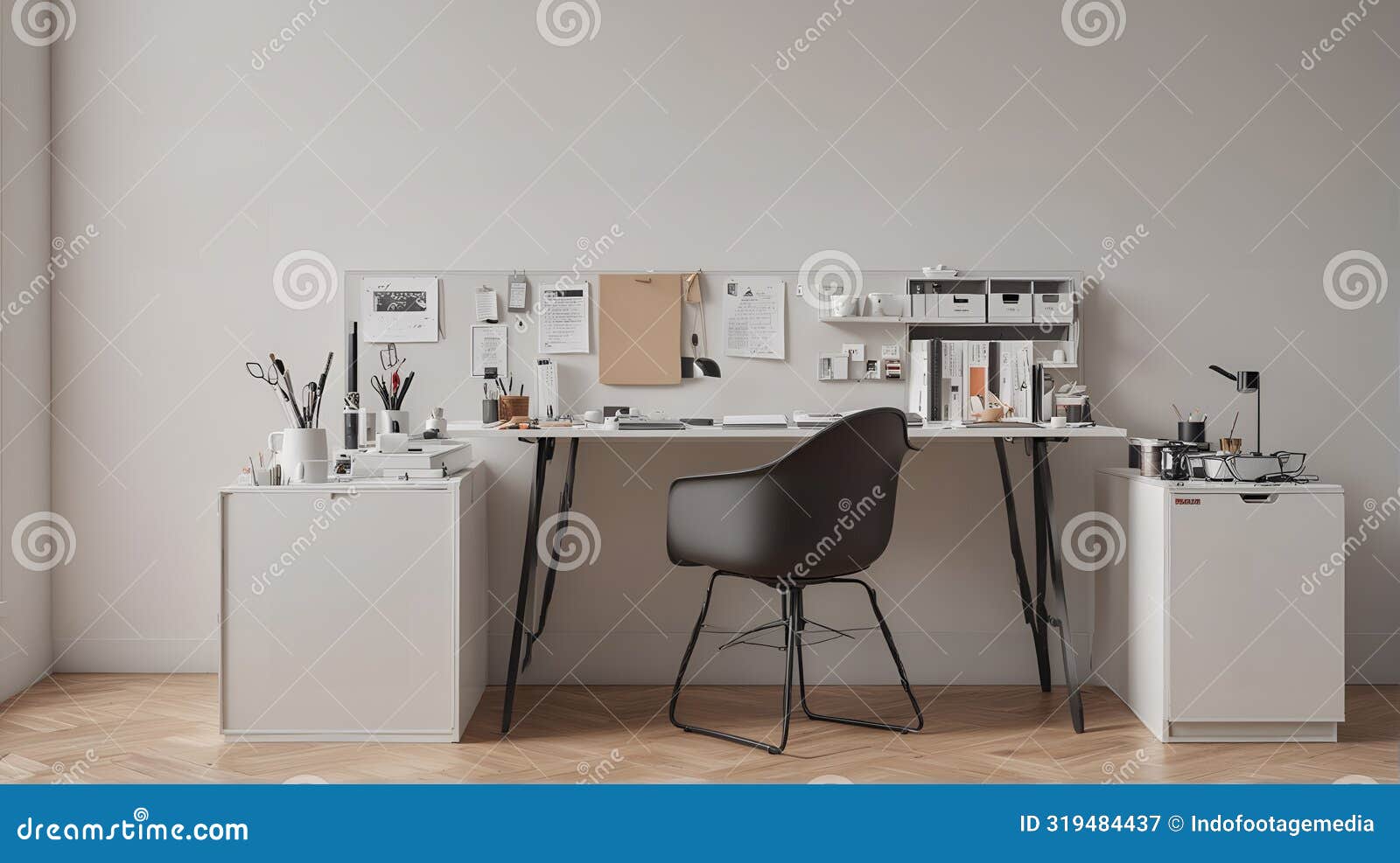 A Workroom with a Sleek and White Desk. Close Up Stock Illustration ...