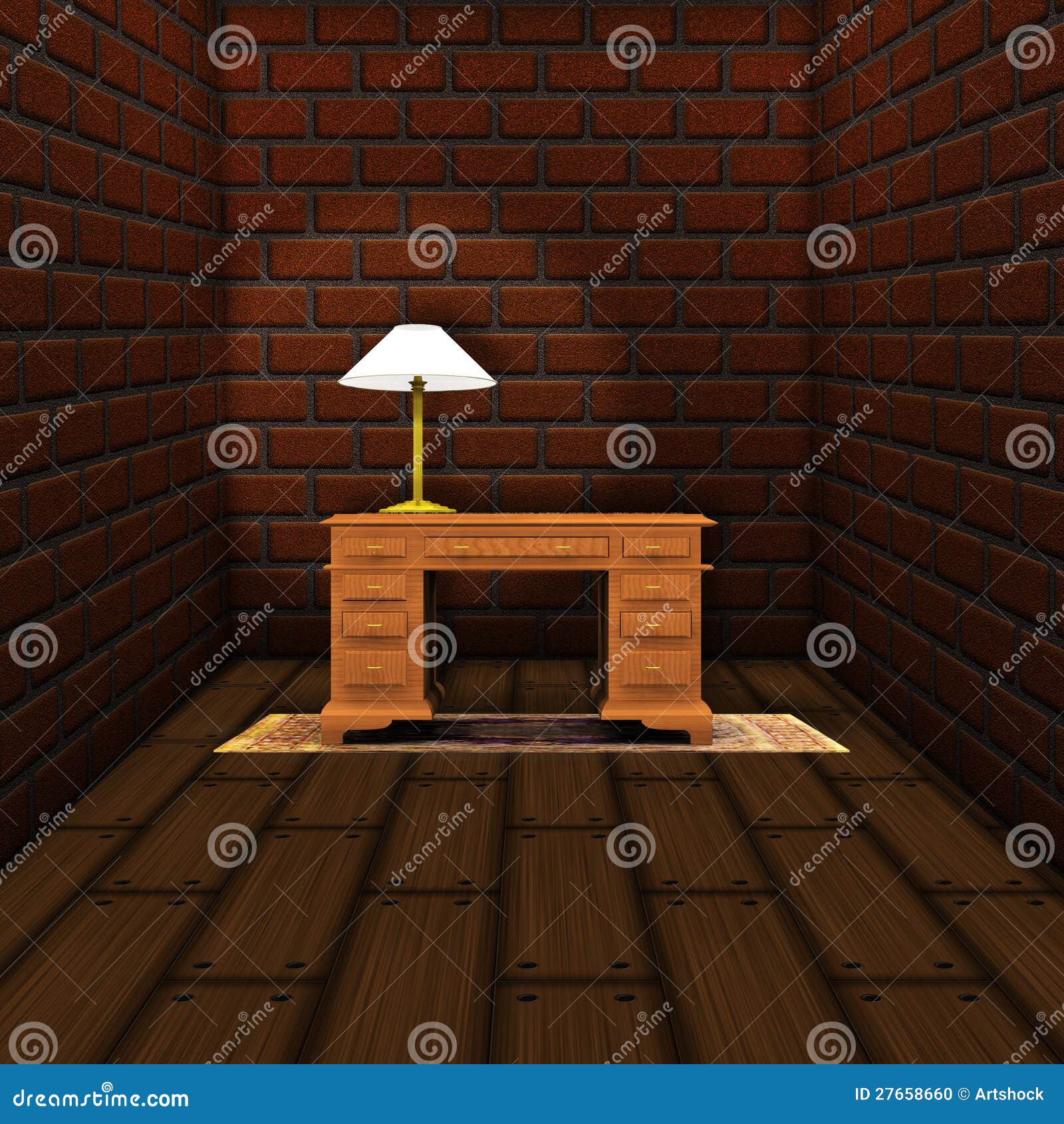 Workroom with table stock illustration. Illustration of light - 27658660