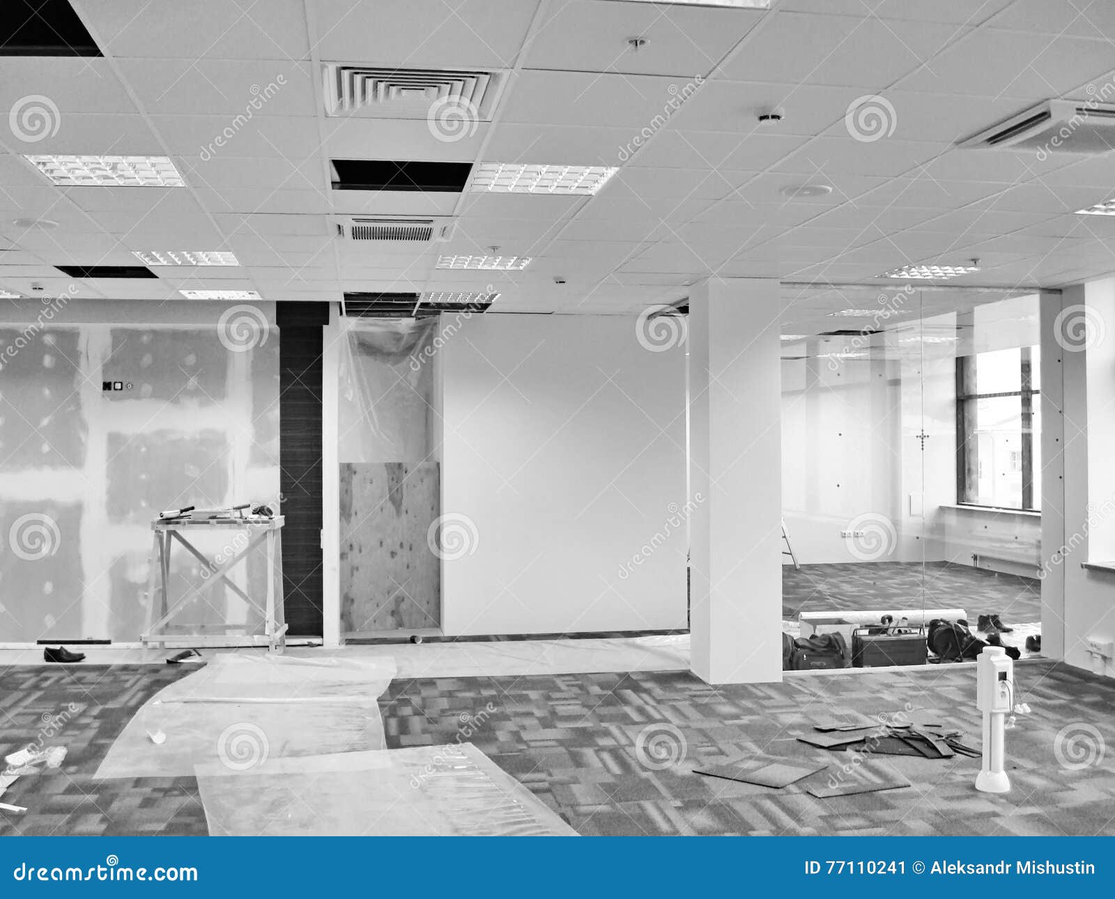 Building. Finishing Work. Plasterer Work. The Hand Of The Master Is ...