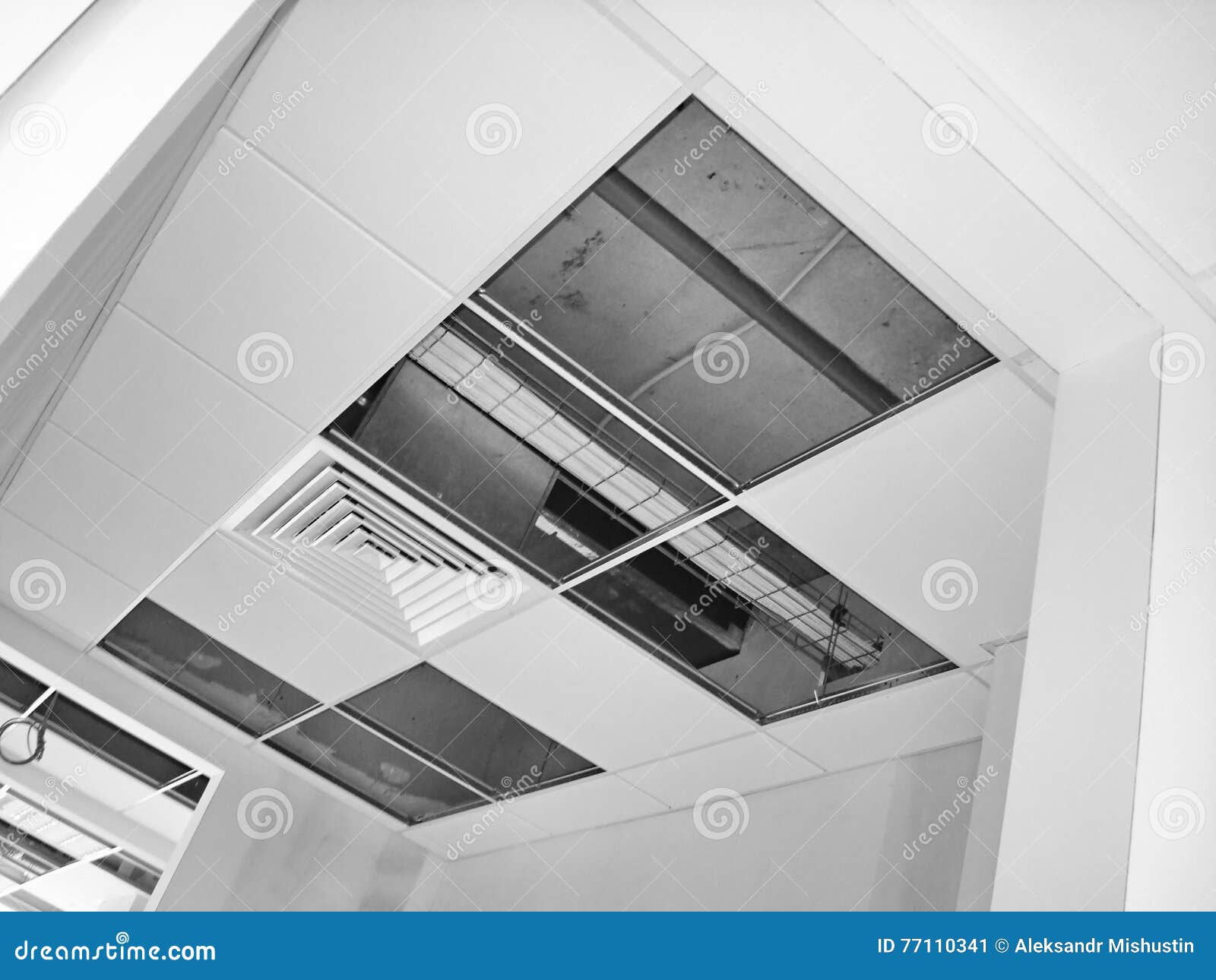 Works Building Finishing Ceiling Stock Image - Image of room, gray ...