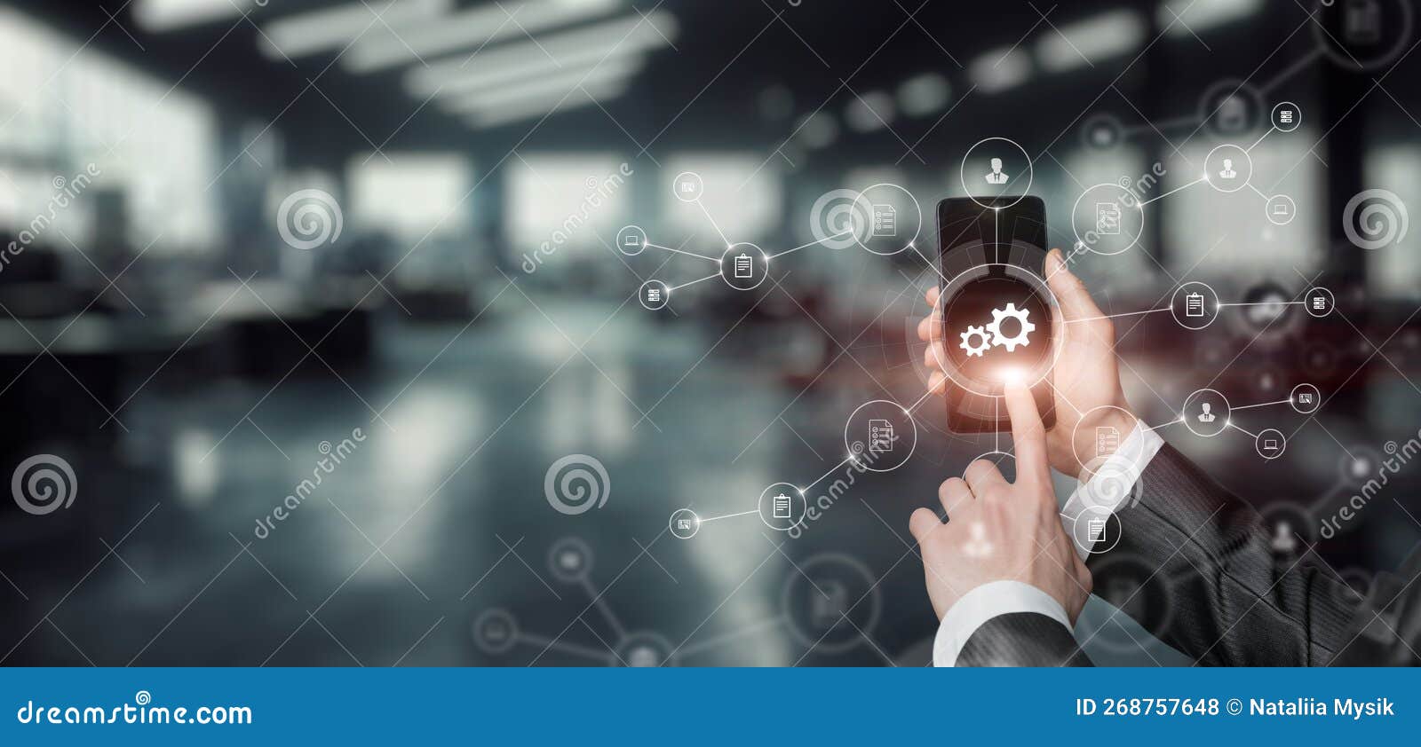 Works with Business Processes in a Mobile Device Stock Photo - Image of ...