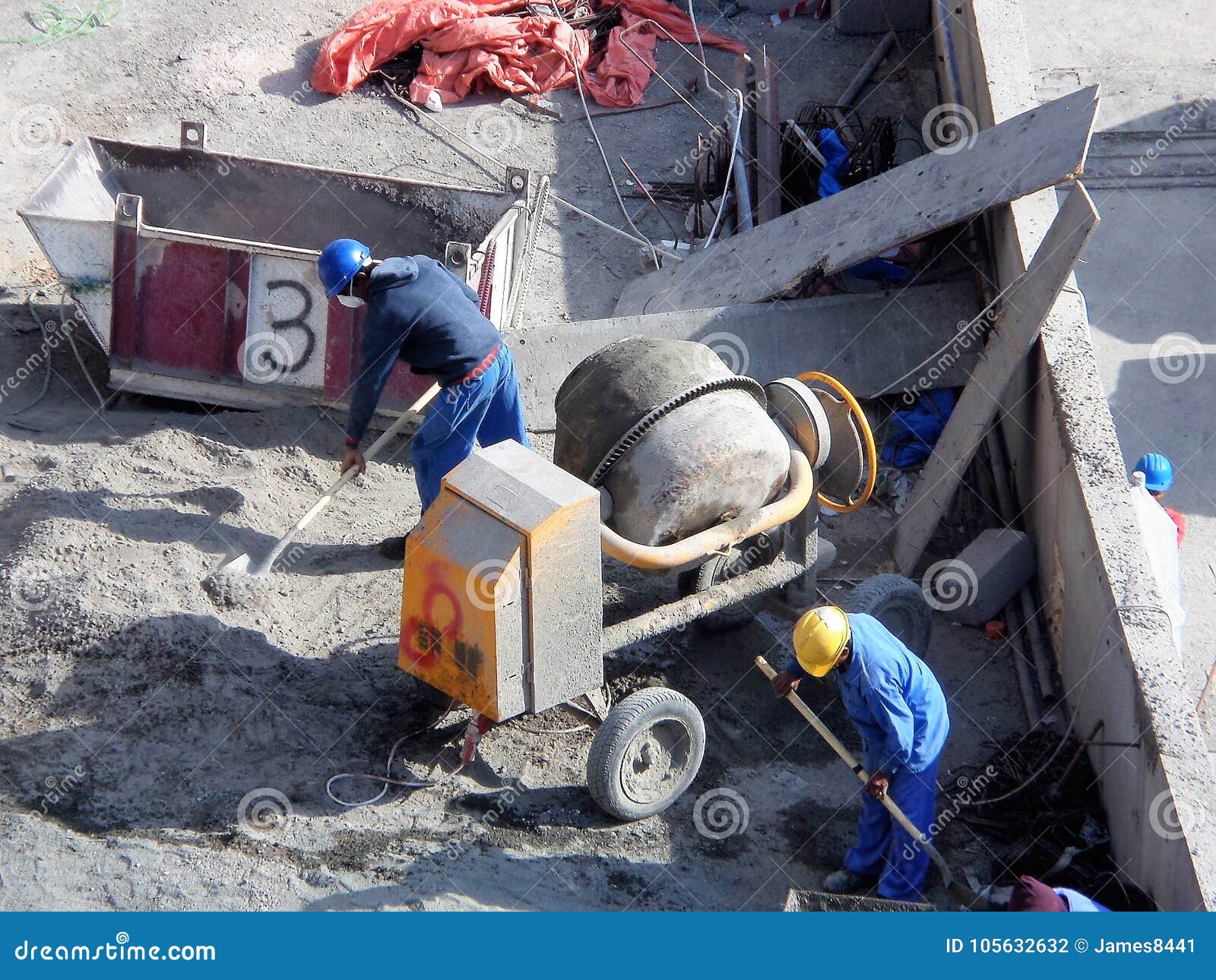 Builder Worker Mixing Cement Editorial Photography - Image of ...