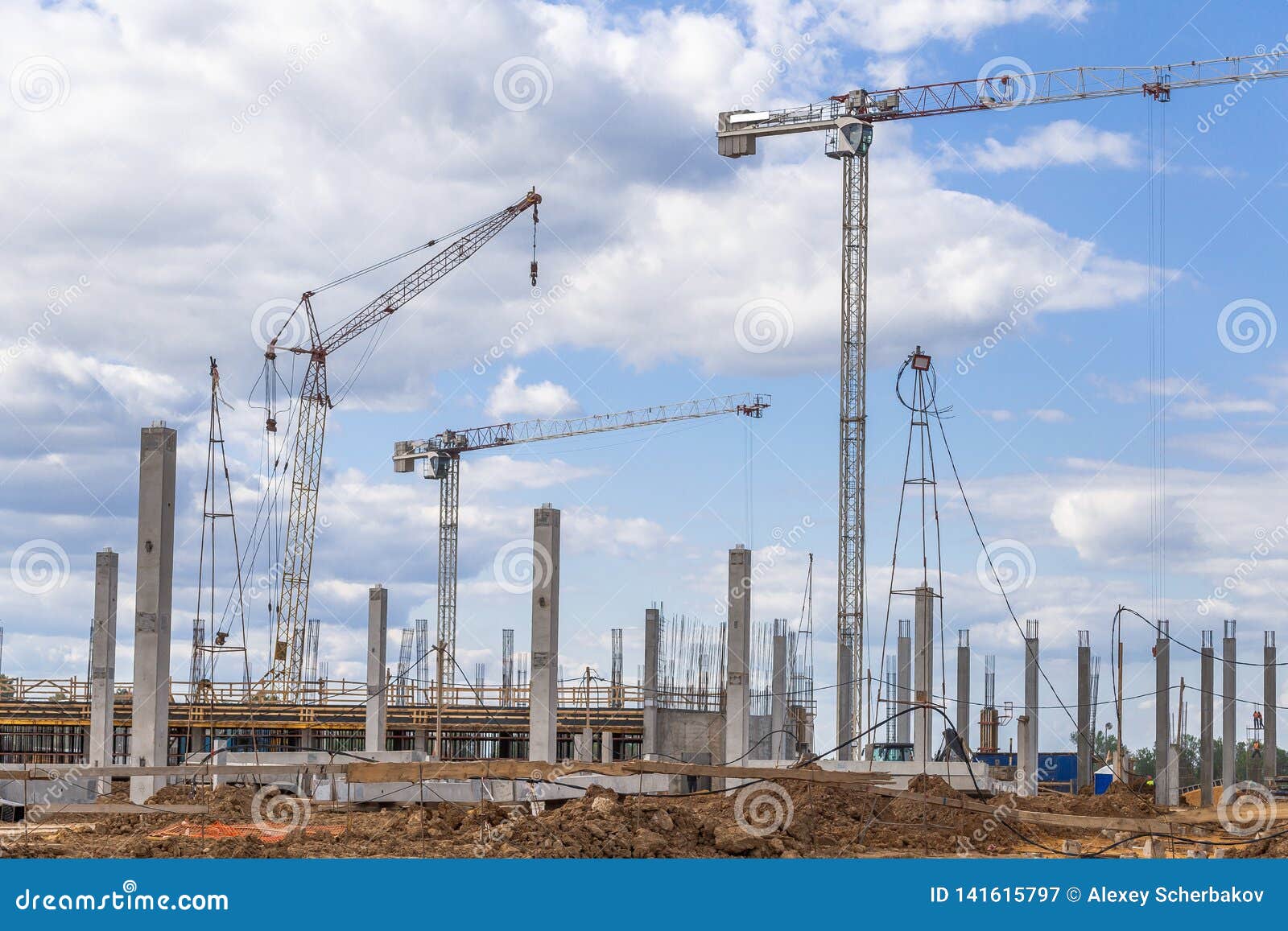 Works on the Construction Site Stock Image - Image of engineering ...