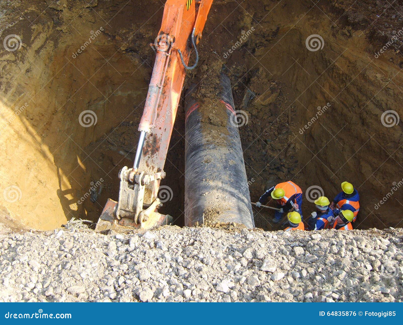 Works on the Dug-out Oil Pipeline Stock Photo - Image of pipeline ...