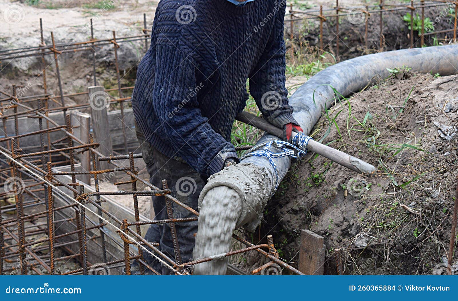 Works on Pouring Concrete with a Pumping Machine Stock Photo - Image of ...