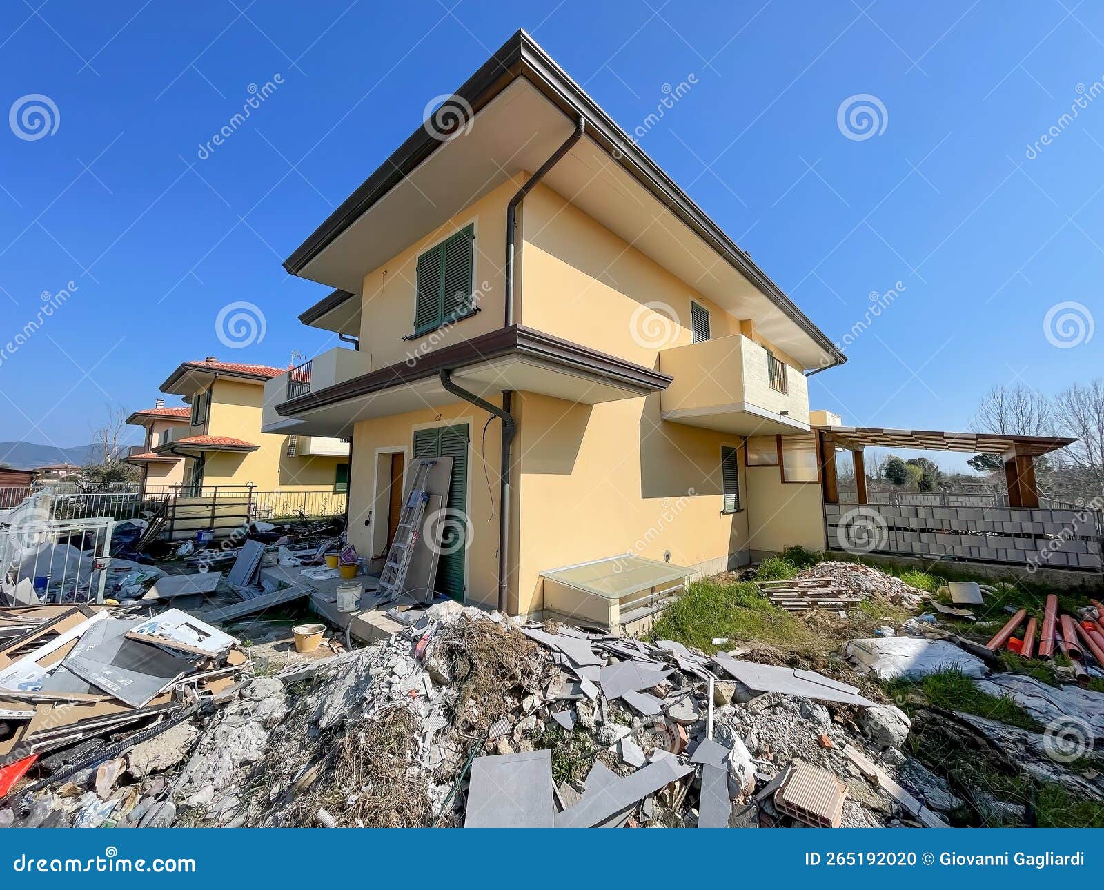 Works in Progress at Home, Debris during Construction in the Garden ...