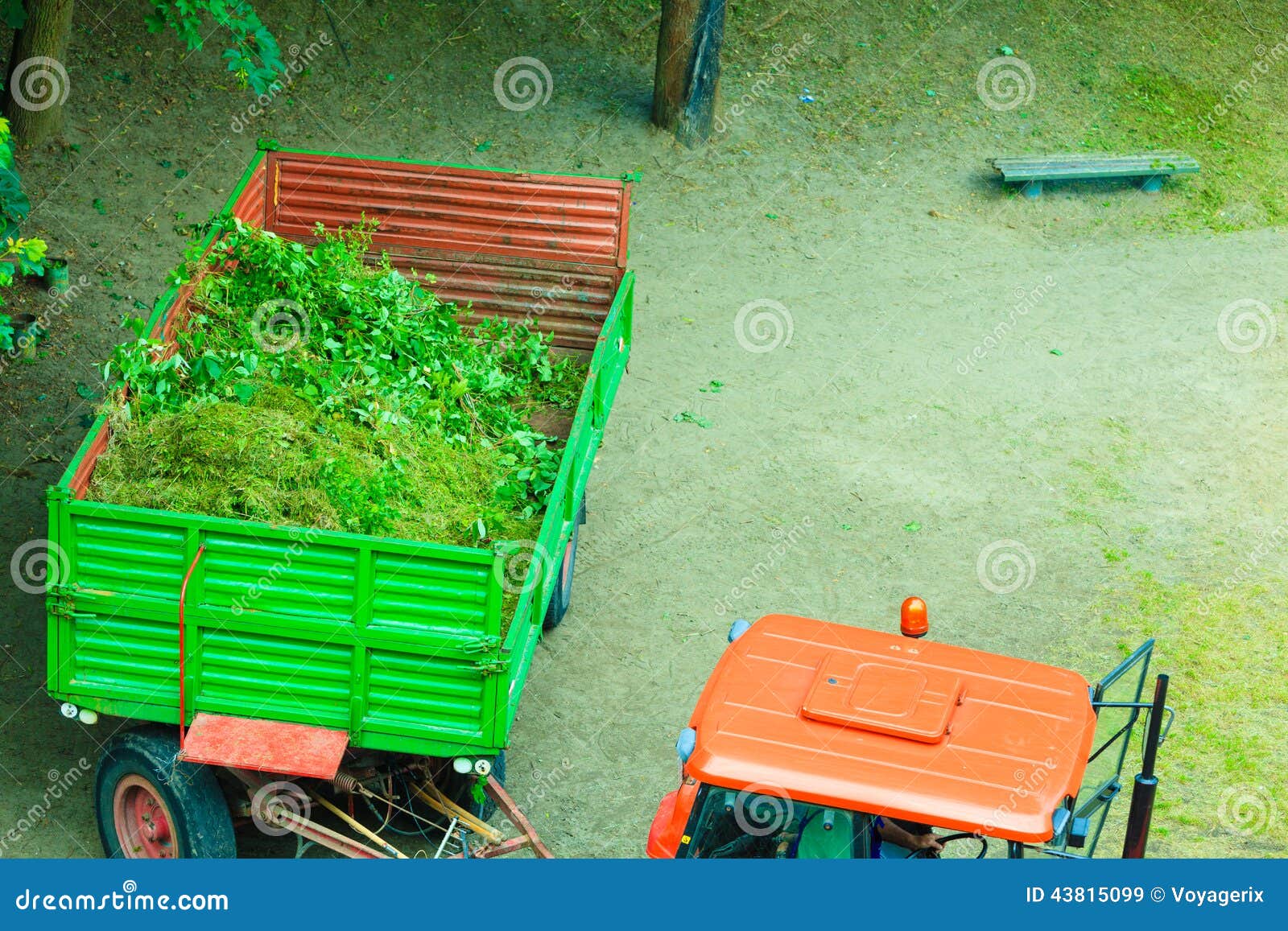 Works in Public Park, Tractor with Trailer Stock Image - Image of ...