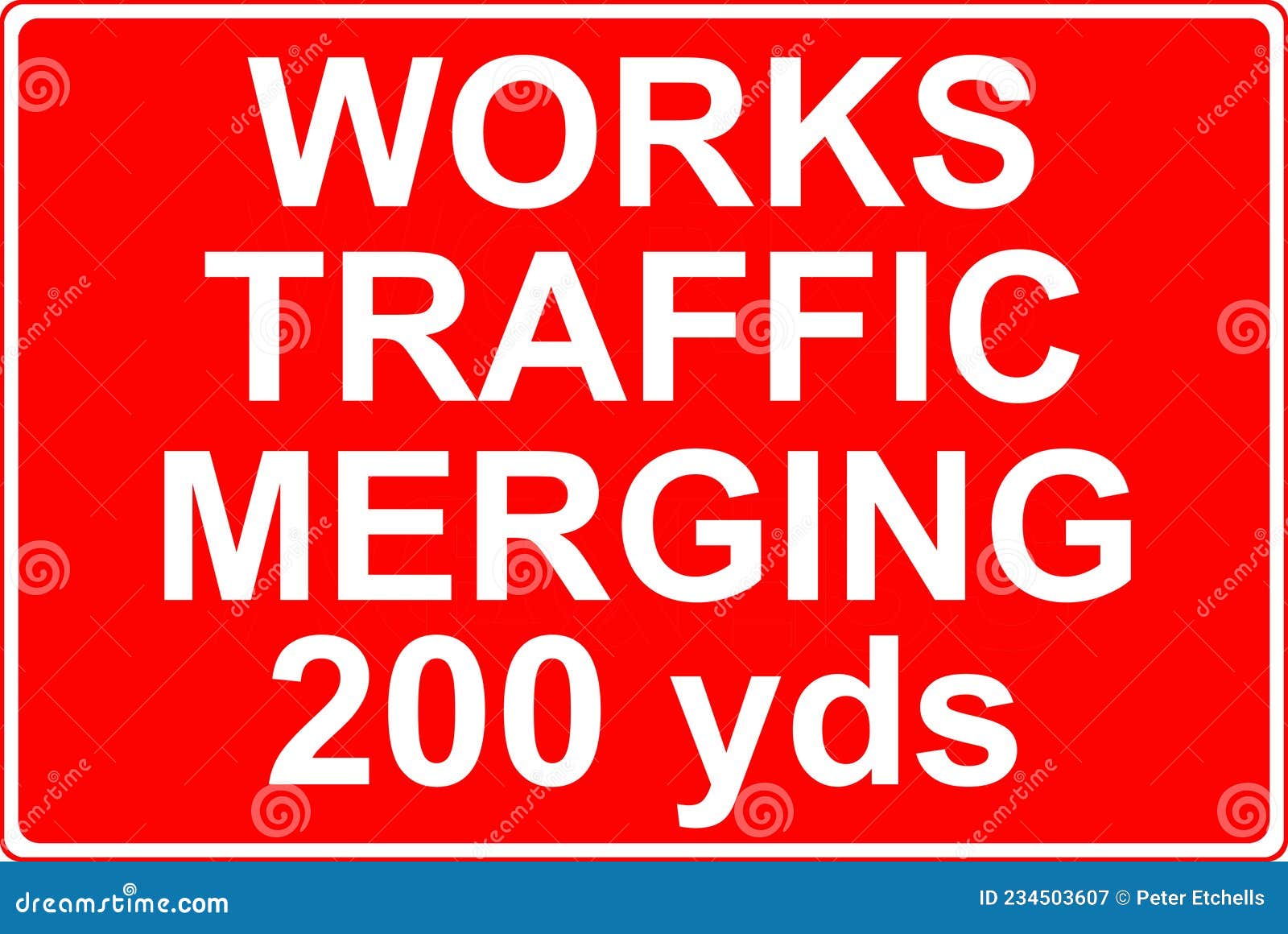 Works Traffic Merging Road Sign Stock Illustration - Illustration of ...