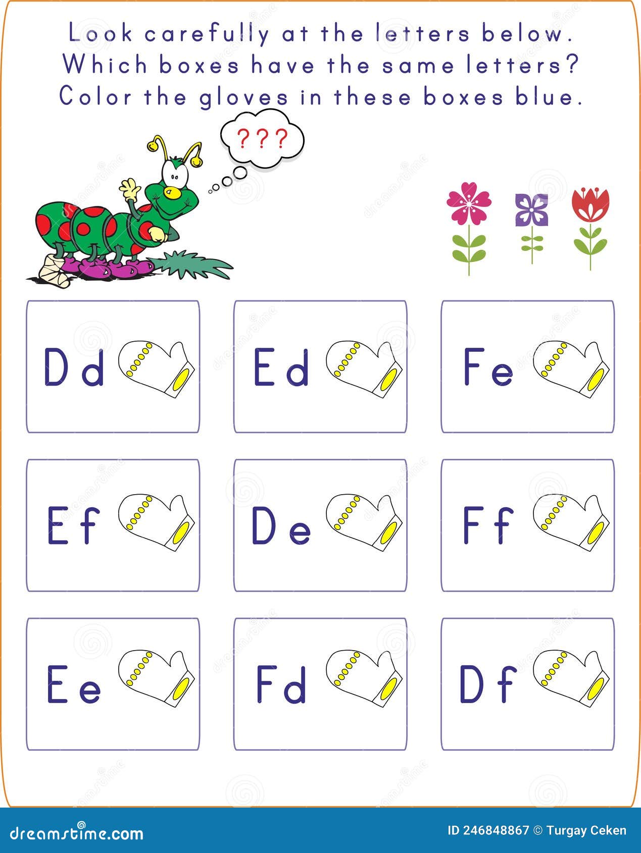 Matching the Correct Letters from the Box. Stock Illustration ...