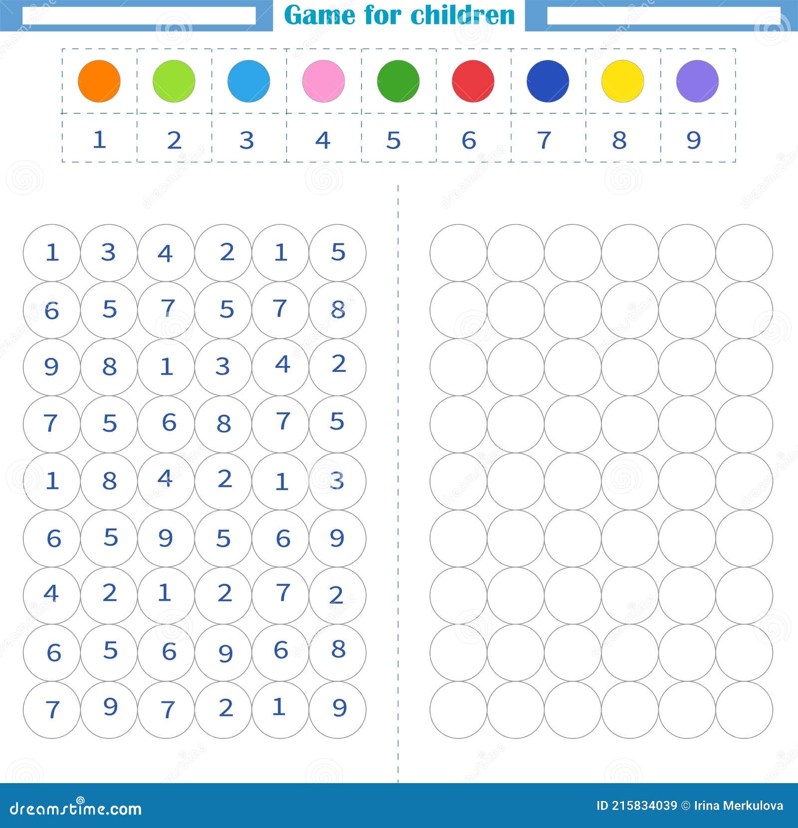 Worksheet for Children. Color the Empty Shapes by Number and Color ...