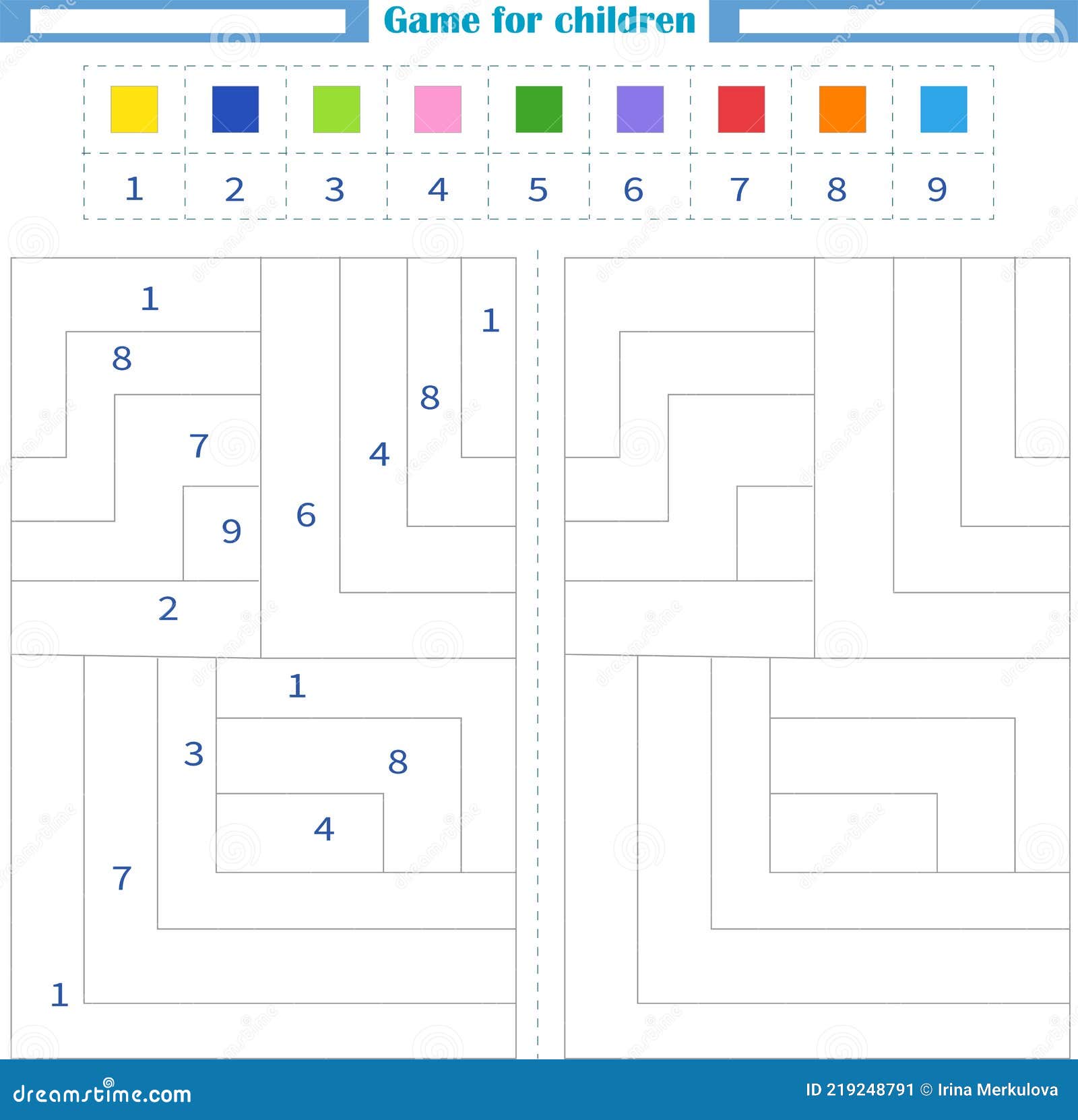 Worksheet for Children. Color the Empty Shapes by Number and Color ...