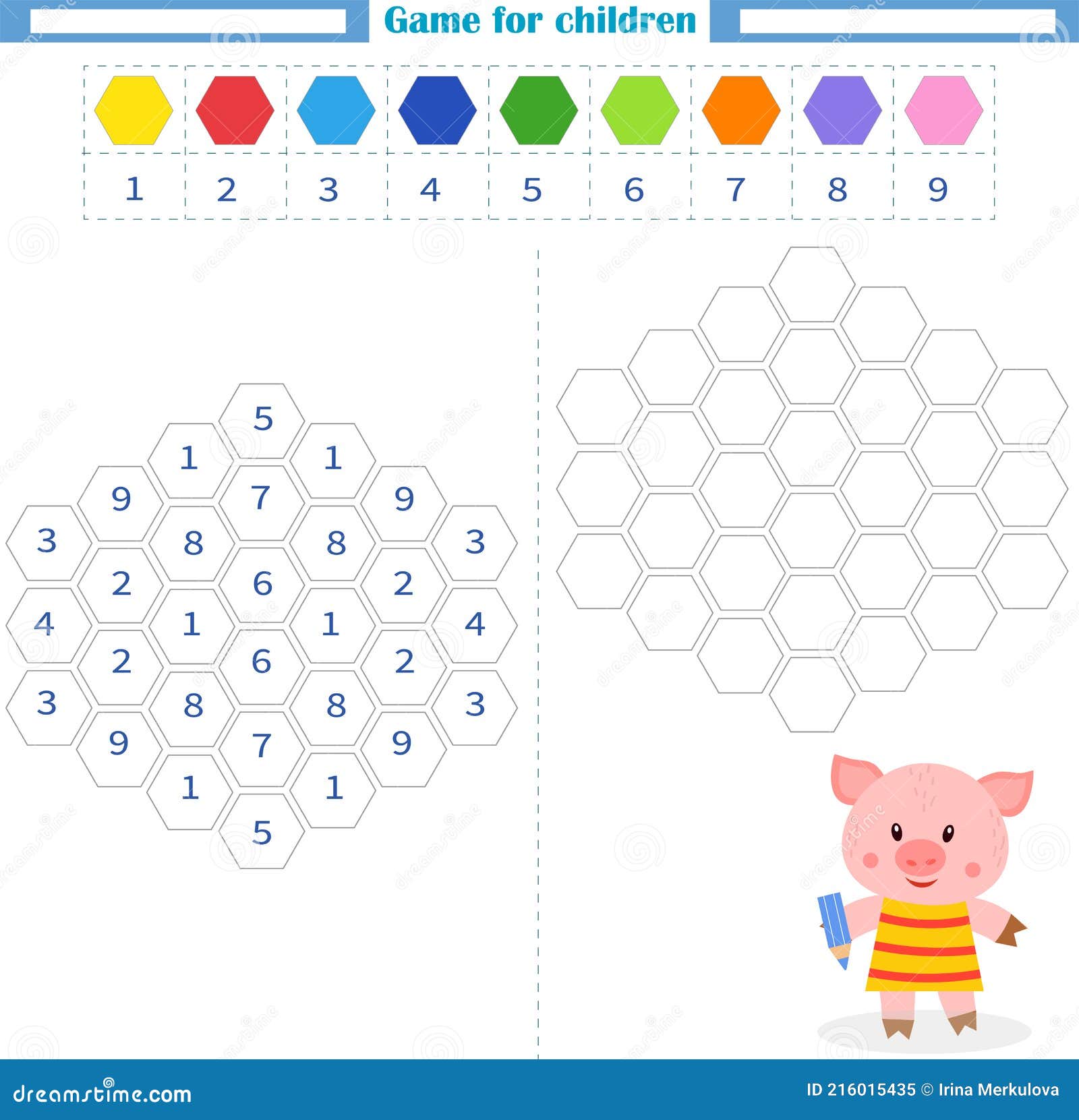 Worksheet for Children. Color the Empty Shapes by Number and Color ...