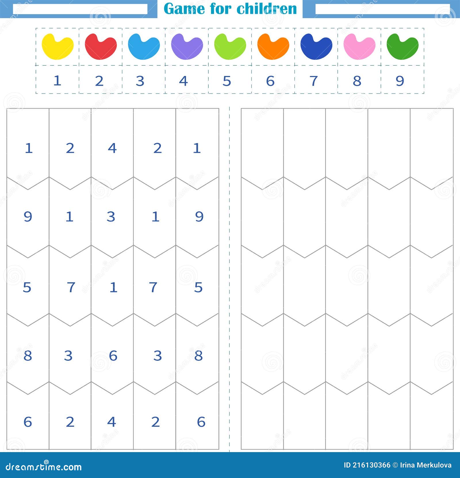 Worksheet for Children. Color the Empty Shapes by Number and Color ...
