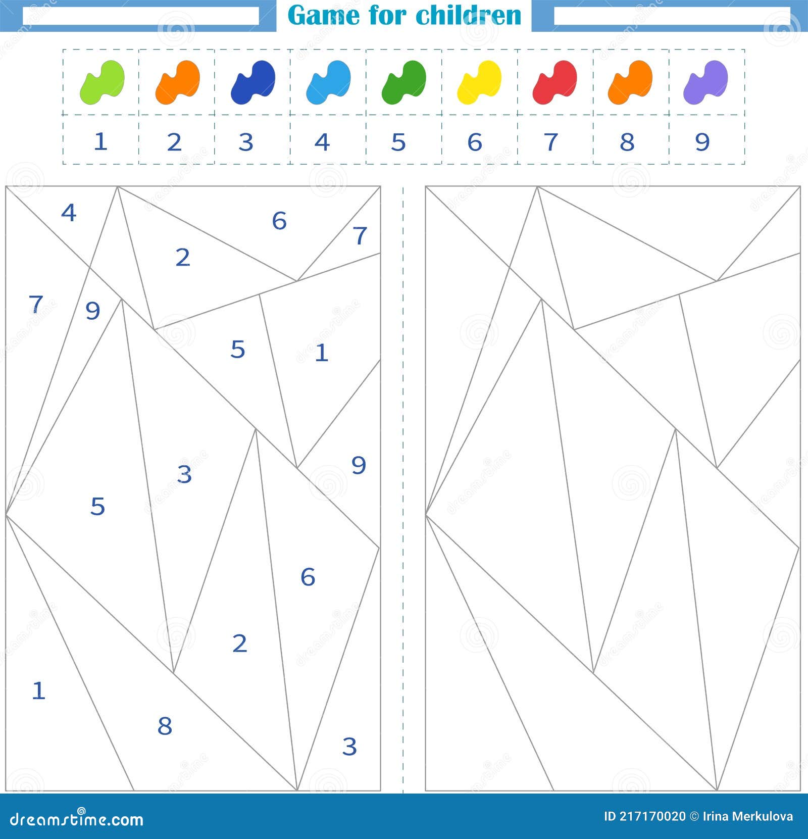 Worksheet for Children. Color the Empty Shapes by Number and Color ...