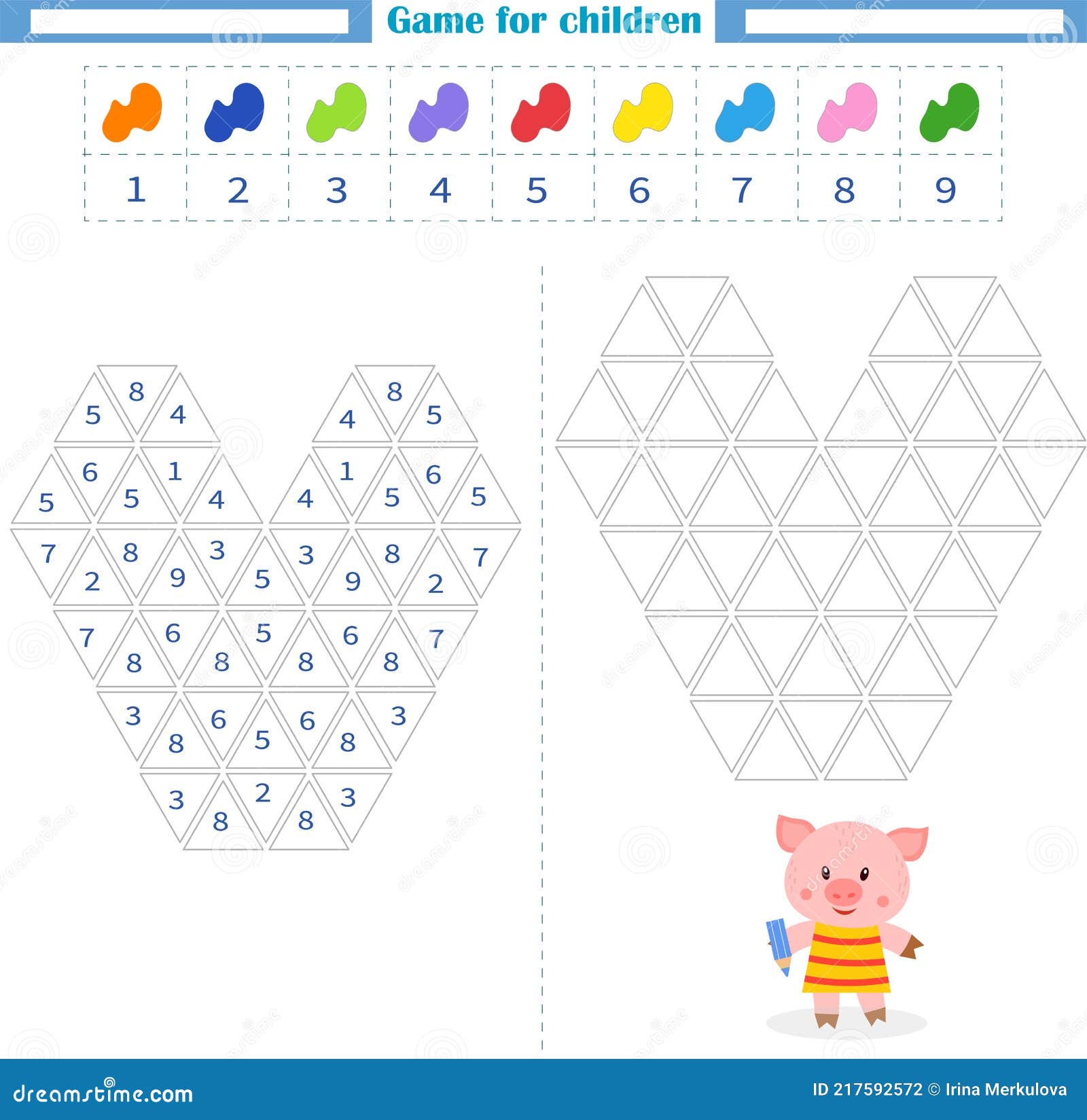 Worksheet for Children. Color the Empty Shapes by Number and Color ...