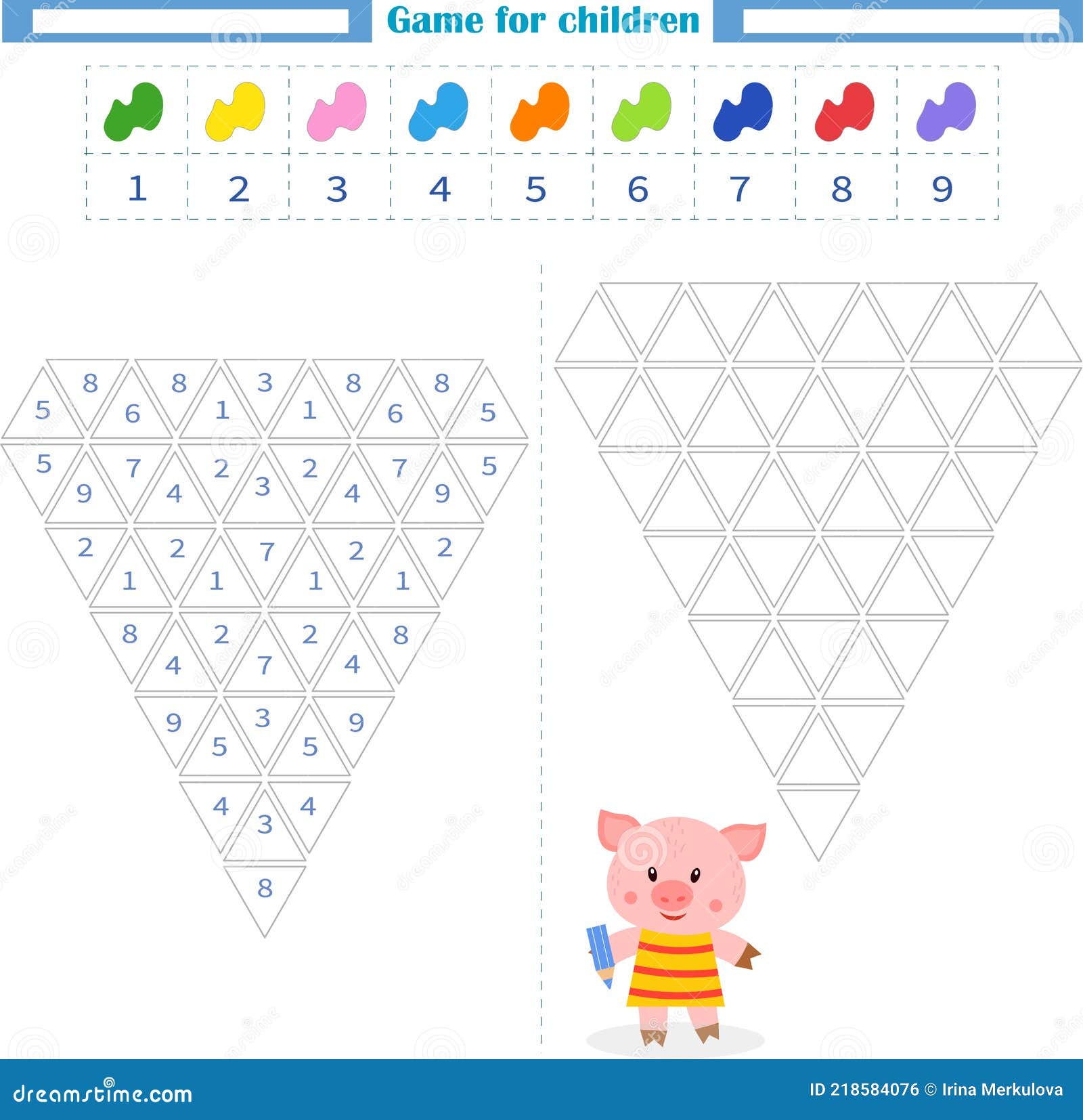 Worksheet for Children. Color the Empty Shapes by Number and Color ...