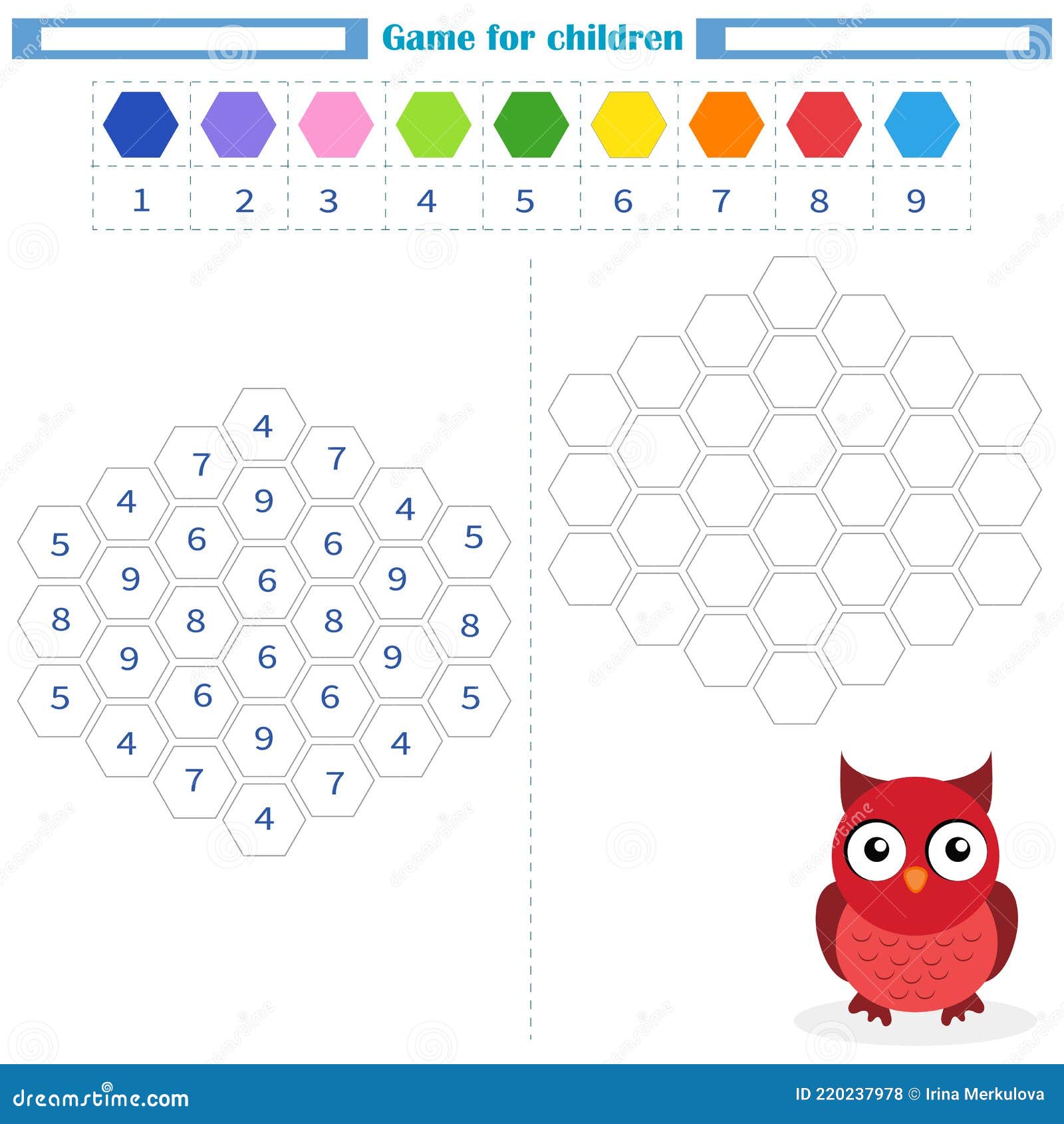 Worksheet for Children. Color the Empty Shapes by Number and Color ...