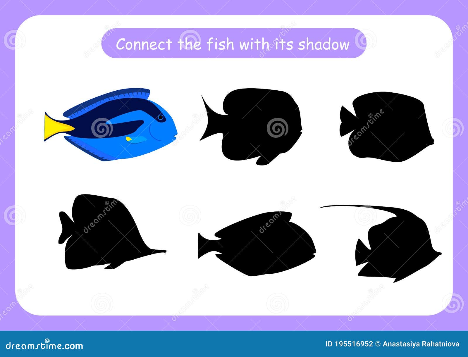 Worksheet Connect the Fish with Its Shadow. Educational Game for ...