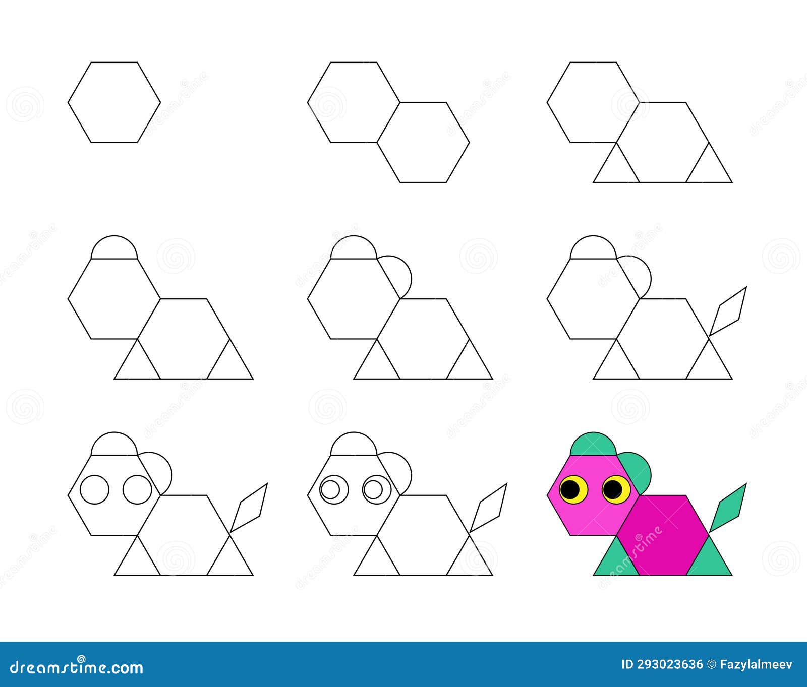 Worksheet Easy Guide To Drawing Cartoon Animal. Simple Step-by-step ... Worksheet Easy Guide To Drawing Cartoon Animal. Simple Step-by-step ...