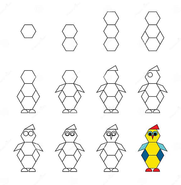 Worksheet Easy Guide To Drawing Cartoon Animal. Simple Step-by-step ...