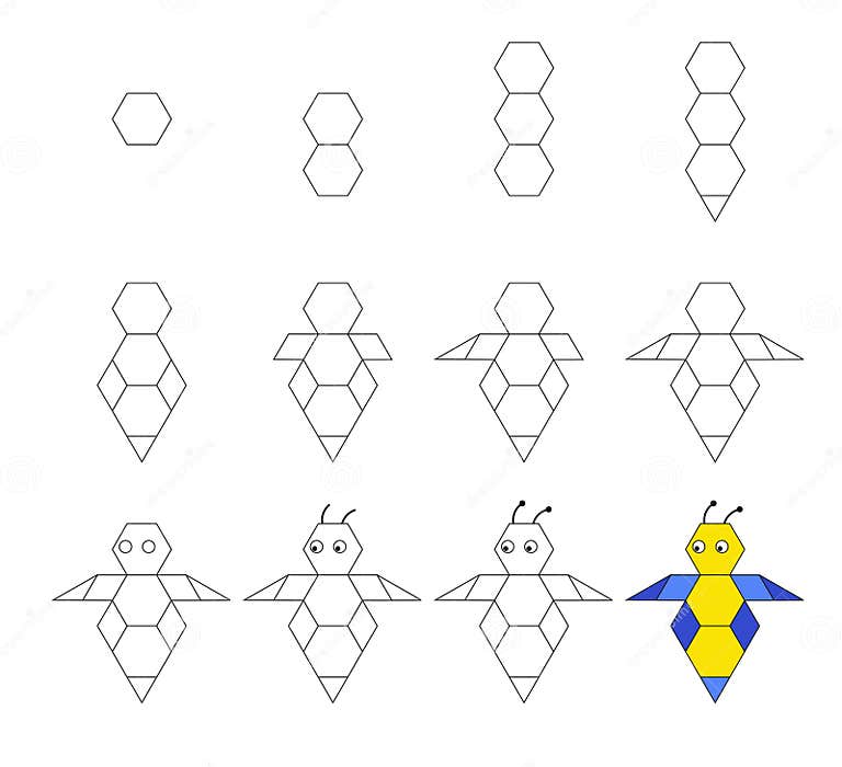 Worksheet Easy Guide To Drawing Cartoon Bee. Simple Step-by-step ... Worksheet Easy Guide To Drawing Cartoon Bee. Simple Step-by-step ...