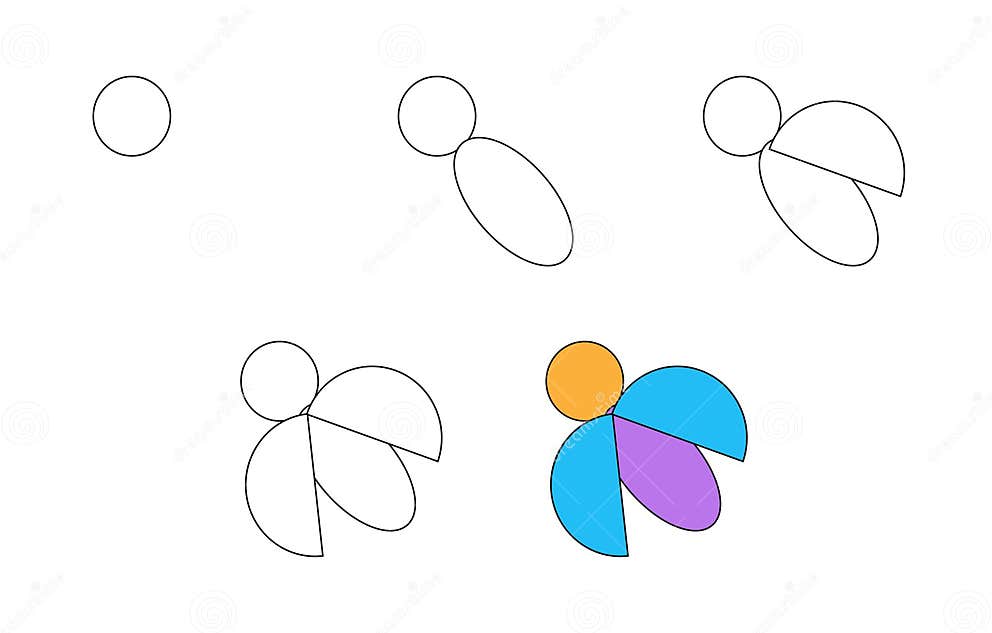 Worksheet Easy Guide To Drawing Cartoon Bug. Simple Step by Step ...