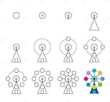 Worksheet Easy Guide To Drawing Cartoon Ferris Wheel. Simple Step-by ...