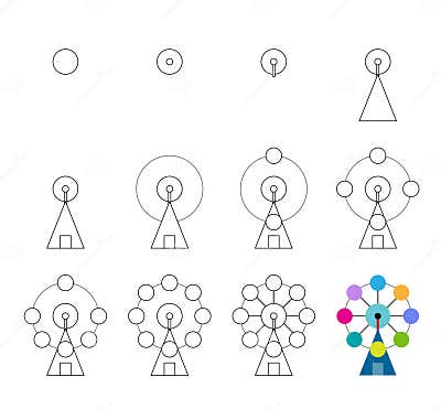 Worksheet Easy Guide To Drawing Cartoon Ferris Wheel. Simple Step-by ...