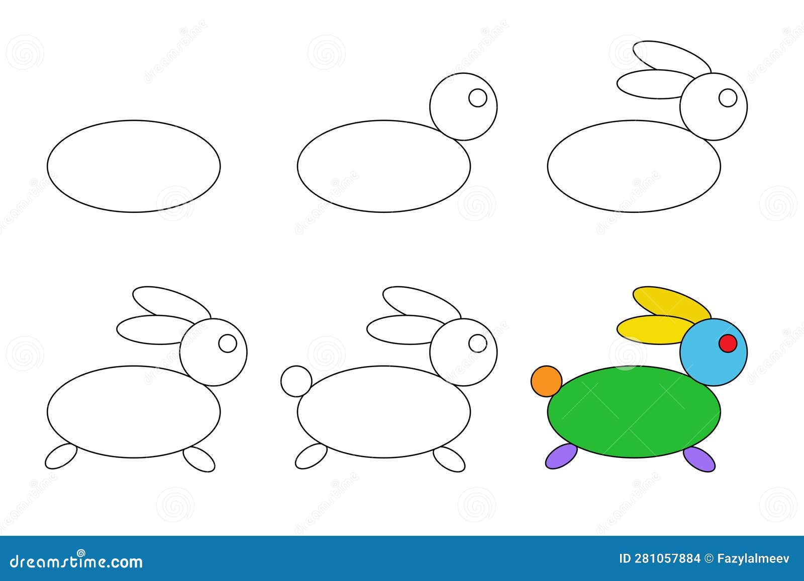 Worksheet Easy Guide To Drawing Cartoon Hare. Simple Step by Step ...