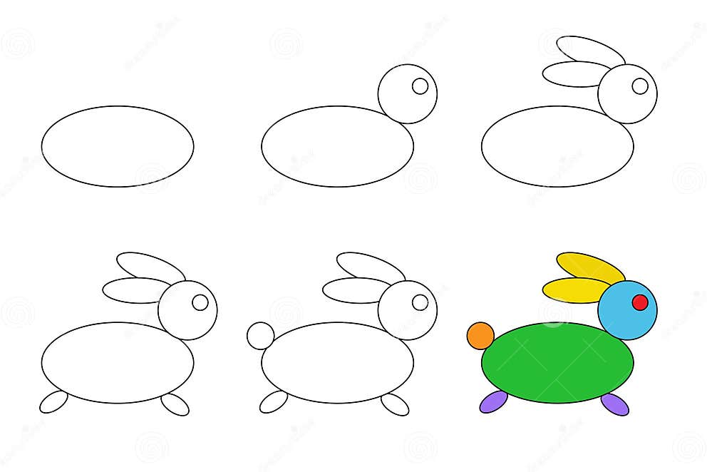 Worksheet Easy Guide To Drawing Cartoon Hare. Simple Step by Step ...