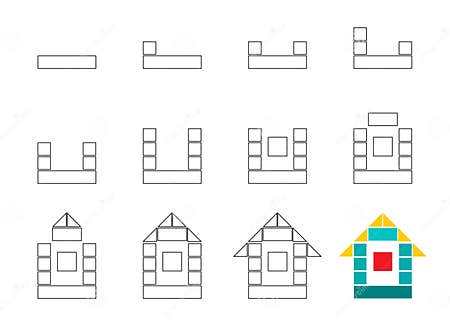 Worksheet Easy Guide To Drawing Cartoon House. Simple Step-by-step ...