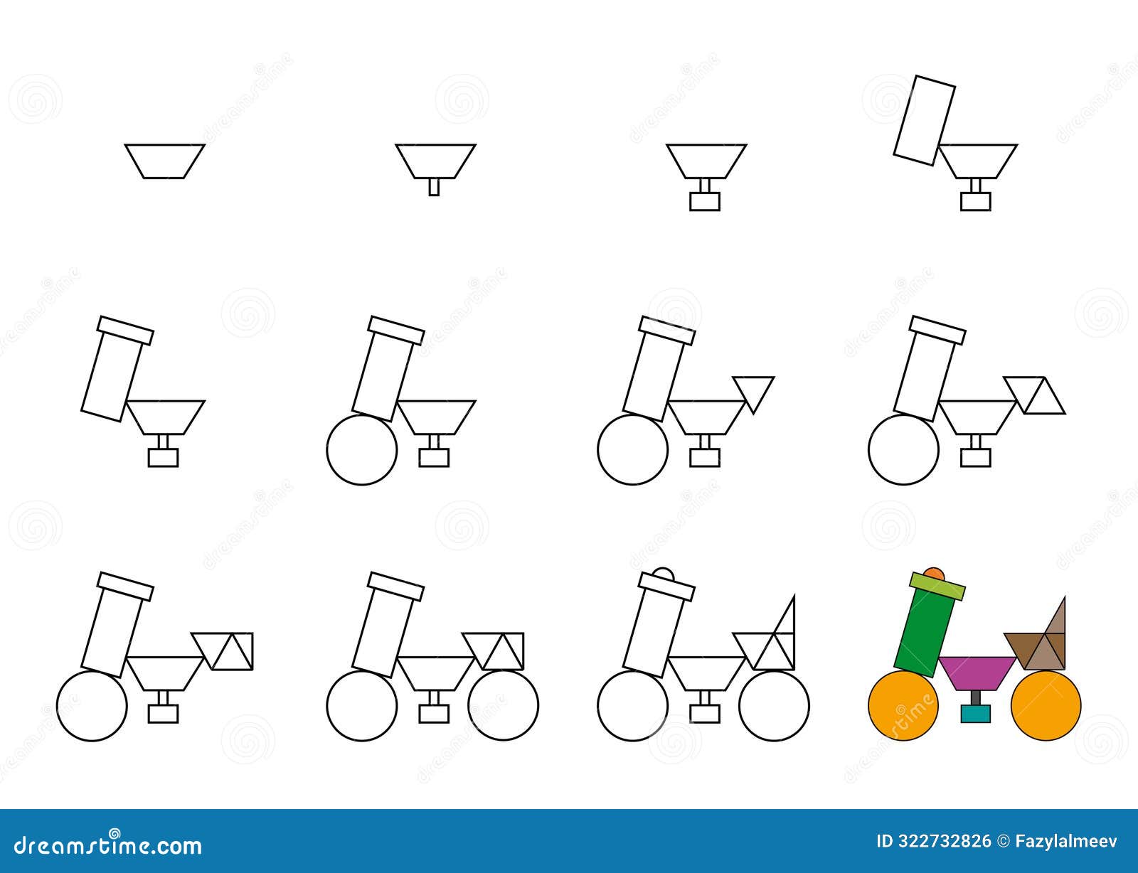 Worksheet Easy Guide To Drawing Cartoon Train. Simple Step-by-step ...