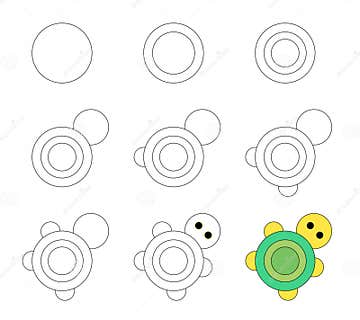 Worksheet Easy Guide To Drawing Cartoon Turtle. Simple Step-by-step ...